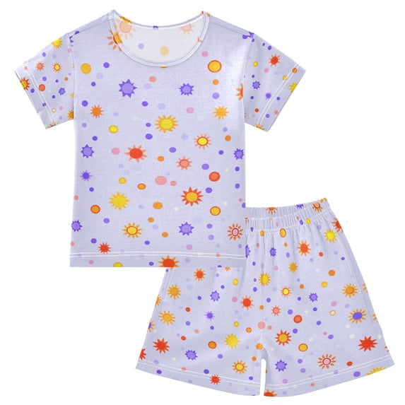 Cosmic Stars Pattern Summer Pajama Set Soft Cotton Short Sleeve ...