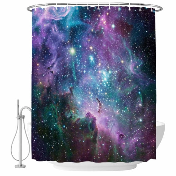 Cosmic Stars Shower Curtain for Bathroom, Purple Pink Starry Sky ...
