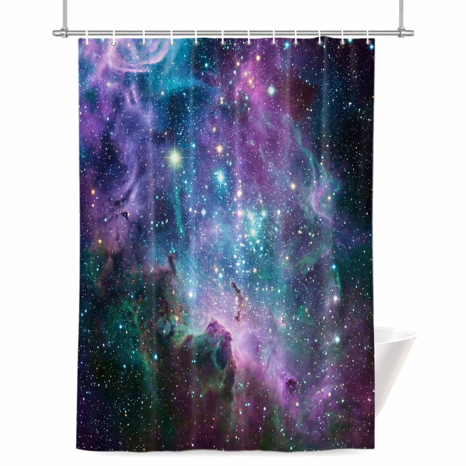 Cosmic Stars Shower Curtains for Bathroom, Purple Pink Starry Sky ...