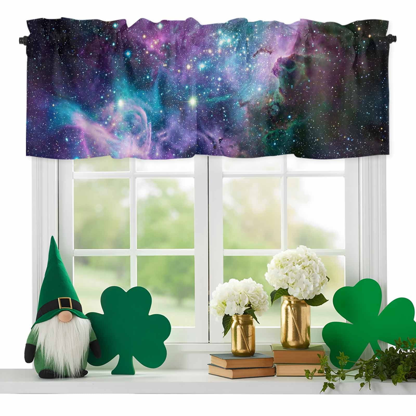 Cosmic Stars Valances for Windows, Purple Pink Starry Sky Gradual ...