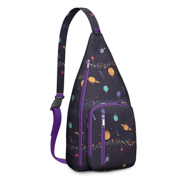 Cosmic Style Space Pattern Sling Bag - Secure & Water Resistant Chest ...