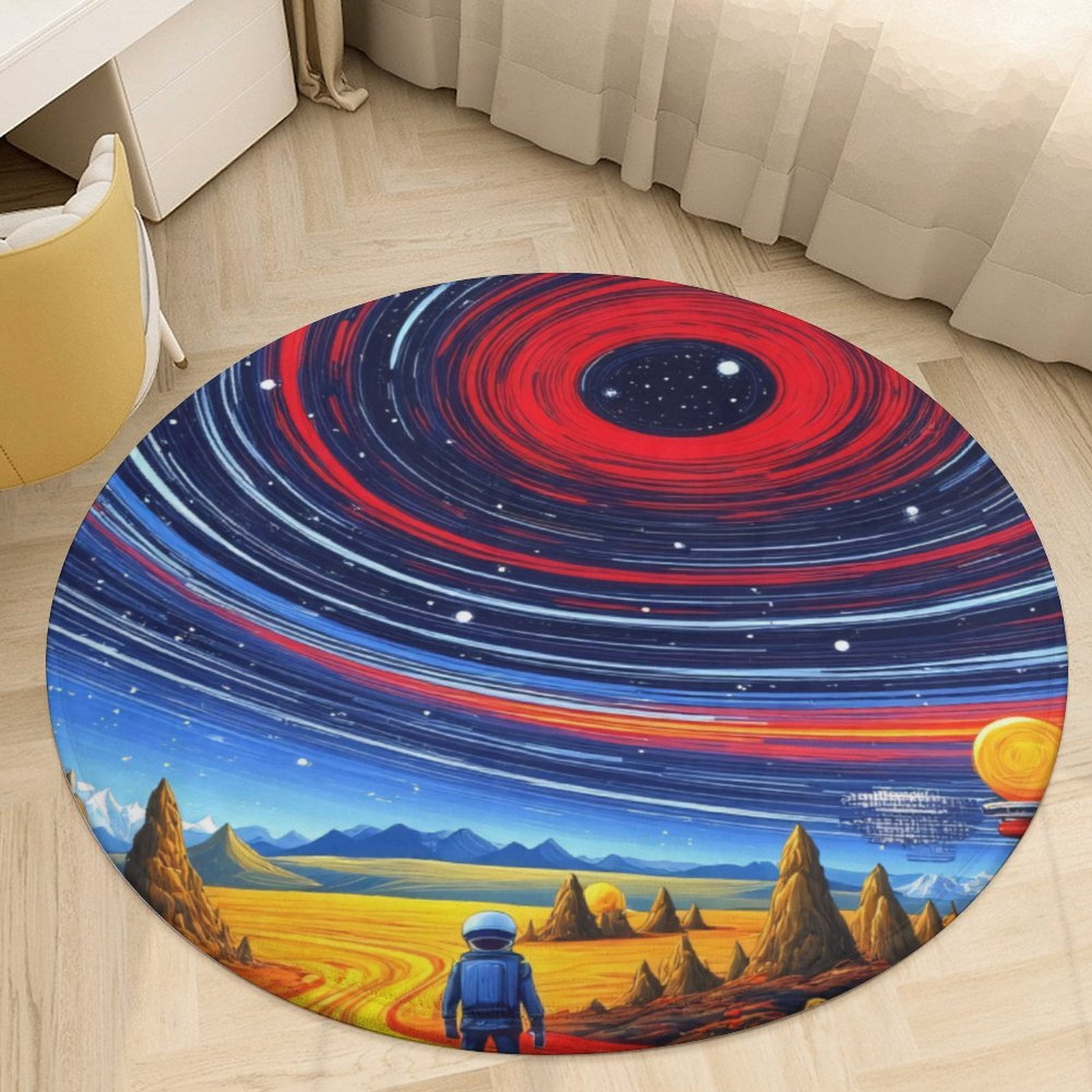 Cosmic Swirl Desert Explorer Round Area Rugs for Bedroom Living Room ...