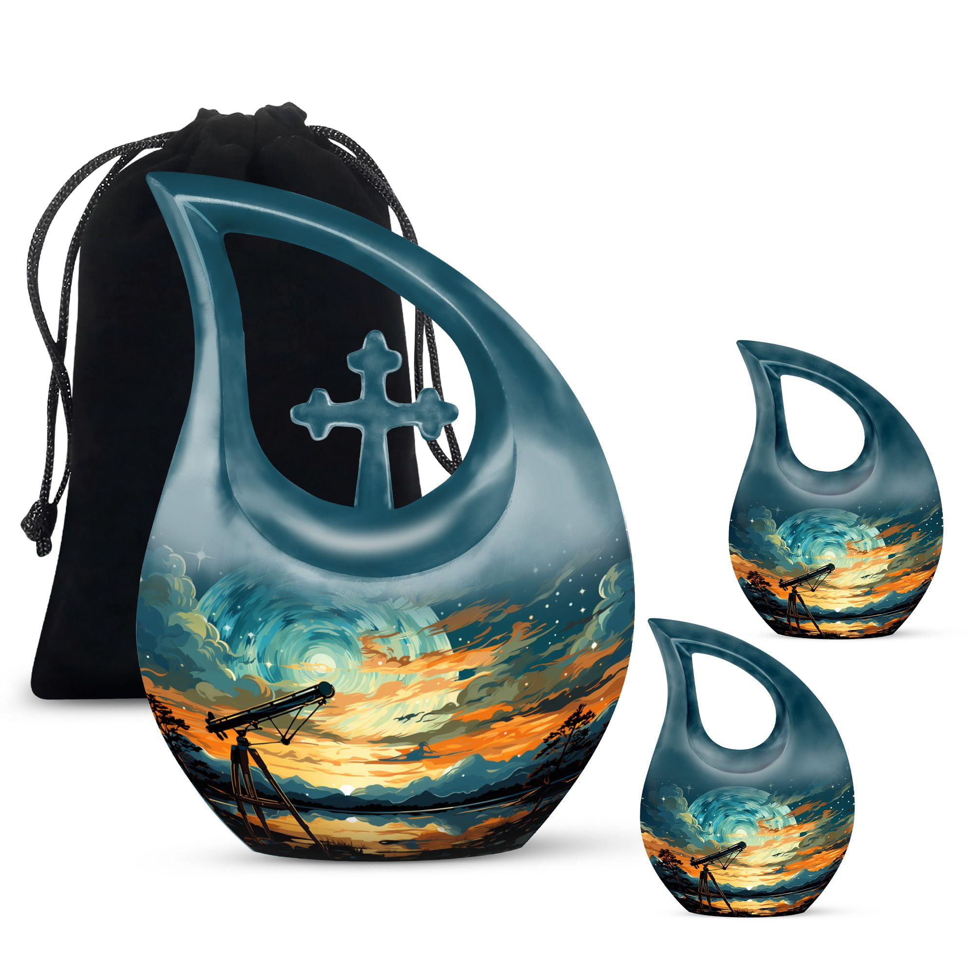 Cosmic Swirl Over Lake urn - urns for ashes adult female & male - large ...
