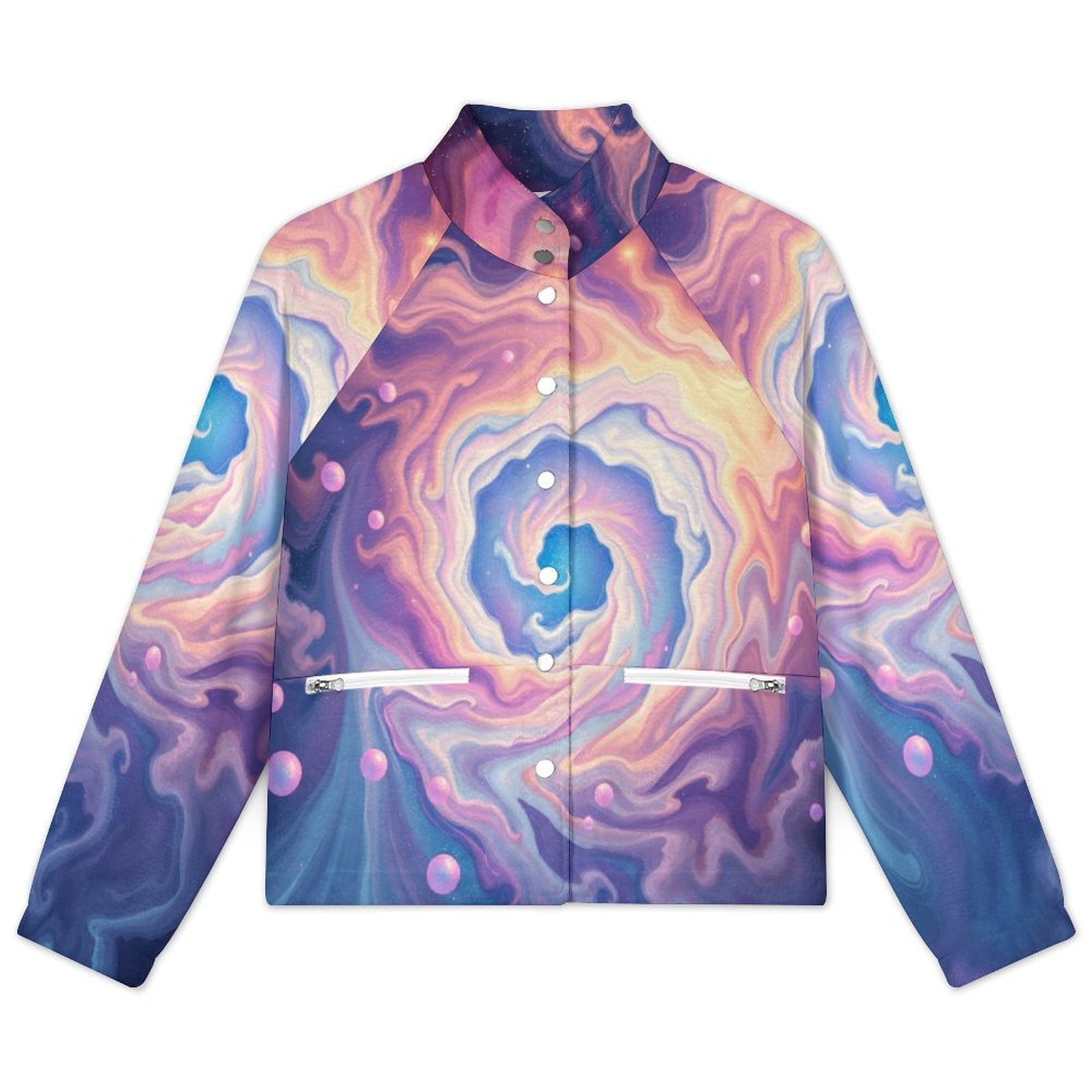 Cosmic Swirl Nebula Fall Winter Women Jacket Stand Collar Thick Plush ...