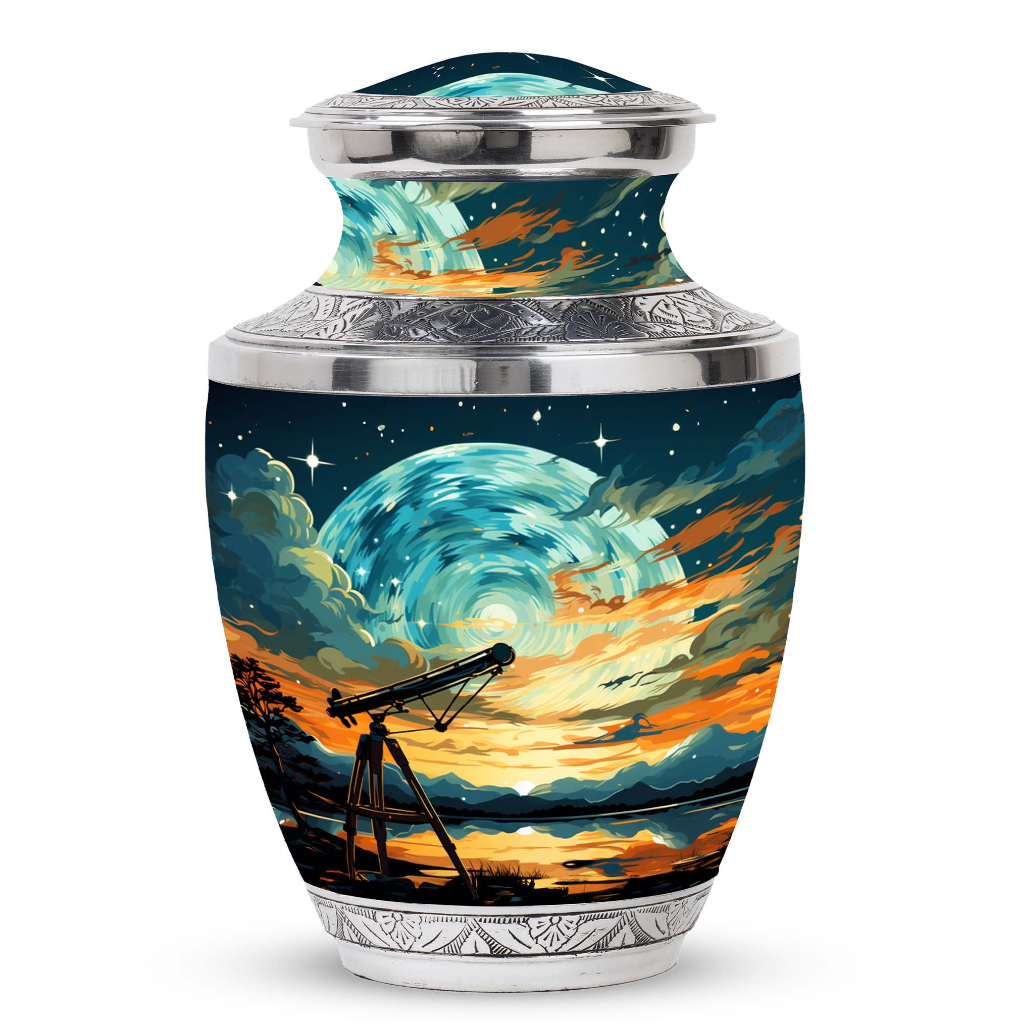 Cosmic Swirl over Lake Regal Solace Large Urn for Adult Male Ashes ...