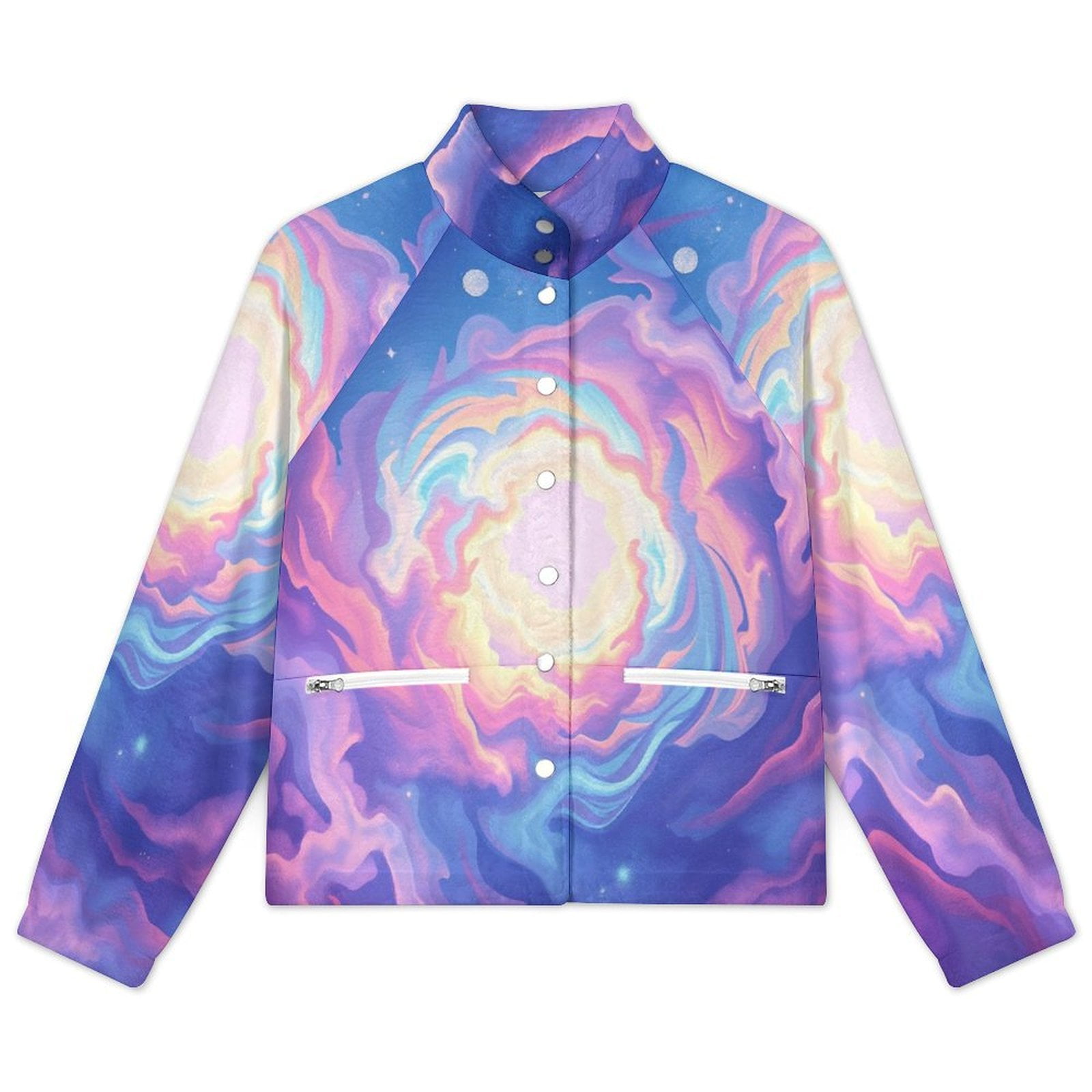 Cosmic Swirling Nebula Fall Winter Women Jacket Stand Collar Thick ...