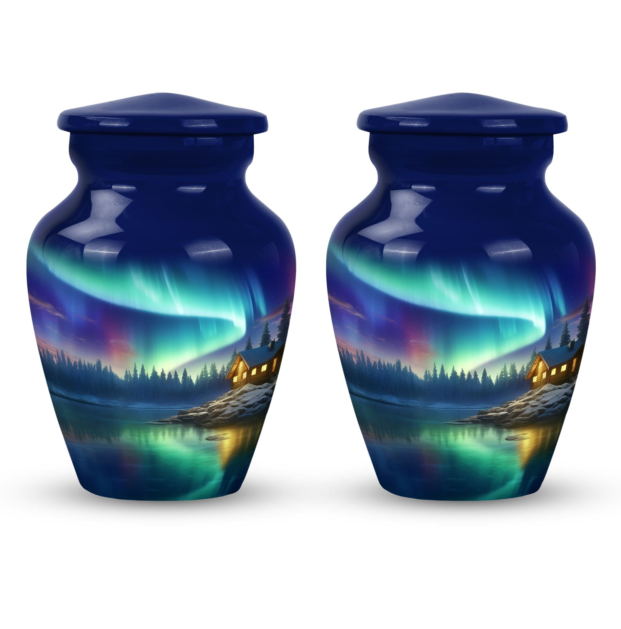 Cosmic Symphony Above The Lakeside Cabin, Mini Keepsake Funeral Urn ...