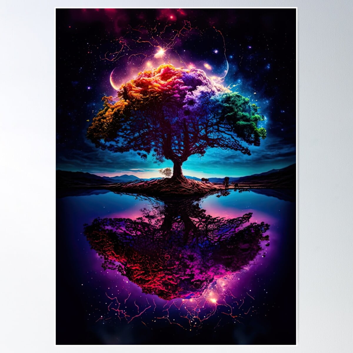 Cosmic Tree Of Life Celestial Connection Poster Wall Art, Modern Wall ...