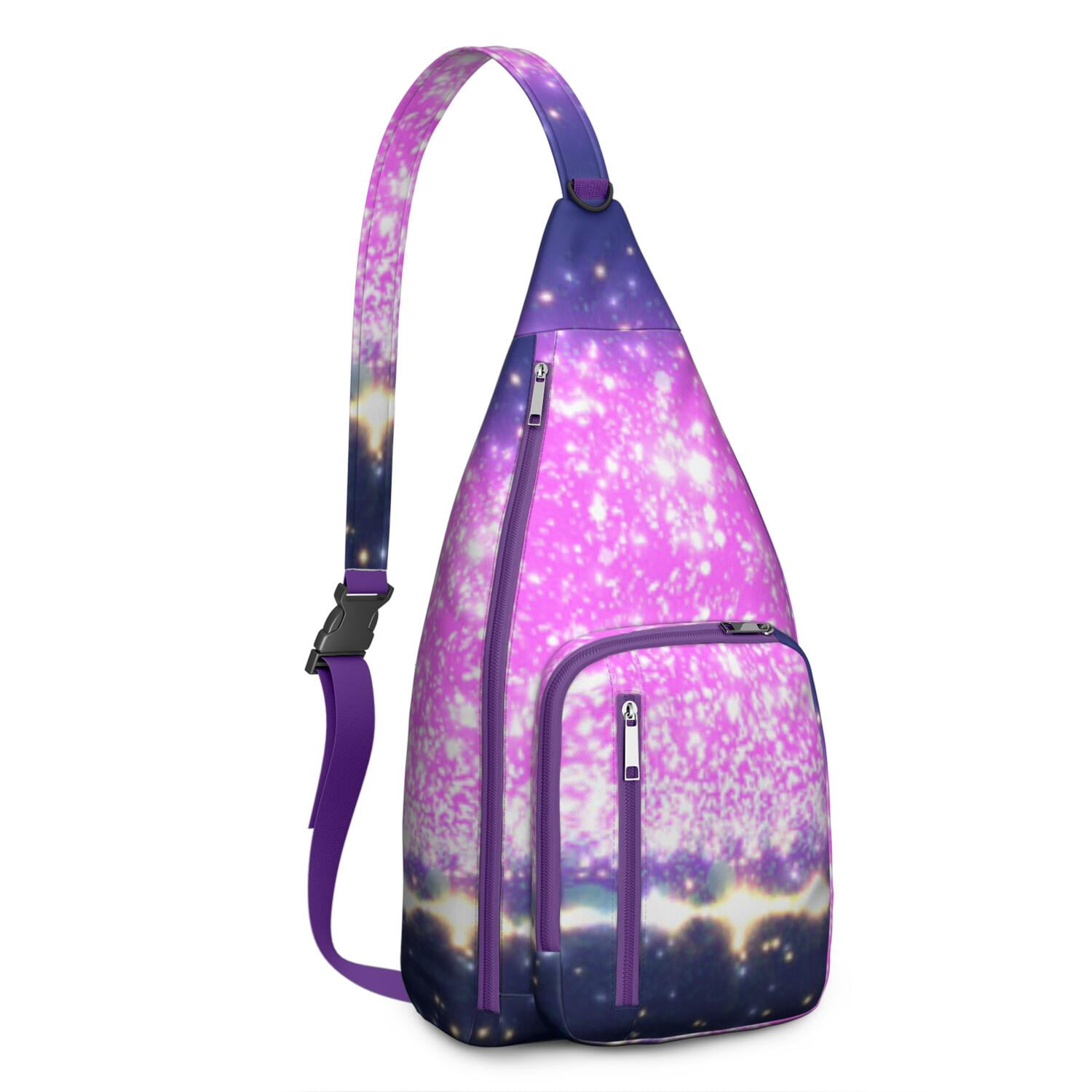 Cosmic Voyager Sling Backpack - Spaceship & Stars Pattern (Tear ...