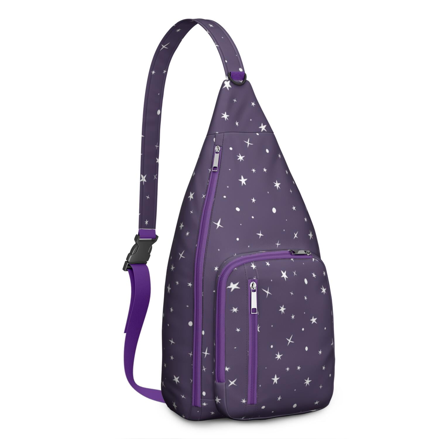 Cosmic Voyager Sling Backpack - Spaceship & Stars Pattern (Tear ...