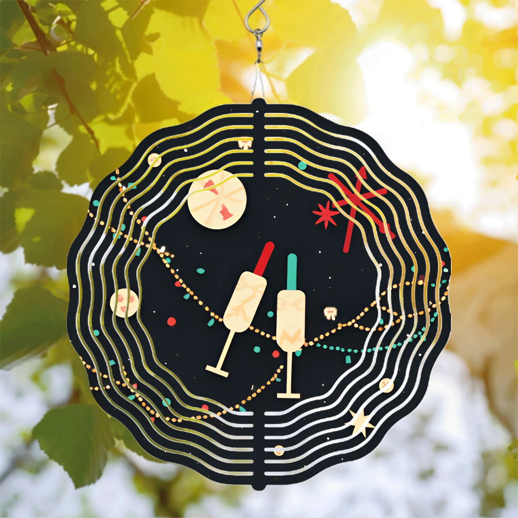 Cosmic Wave Metal Hanging Wind Spinners & Chimes - Colorful Space ...