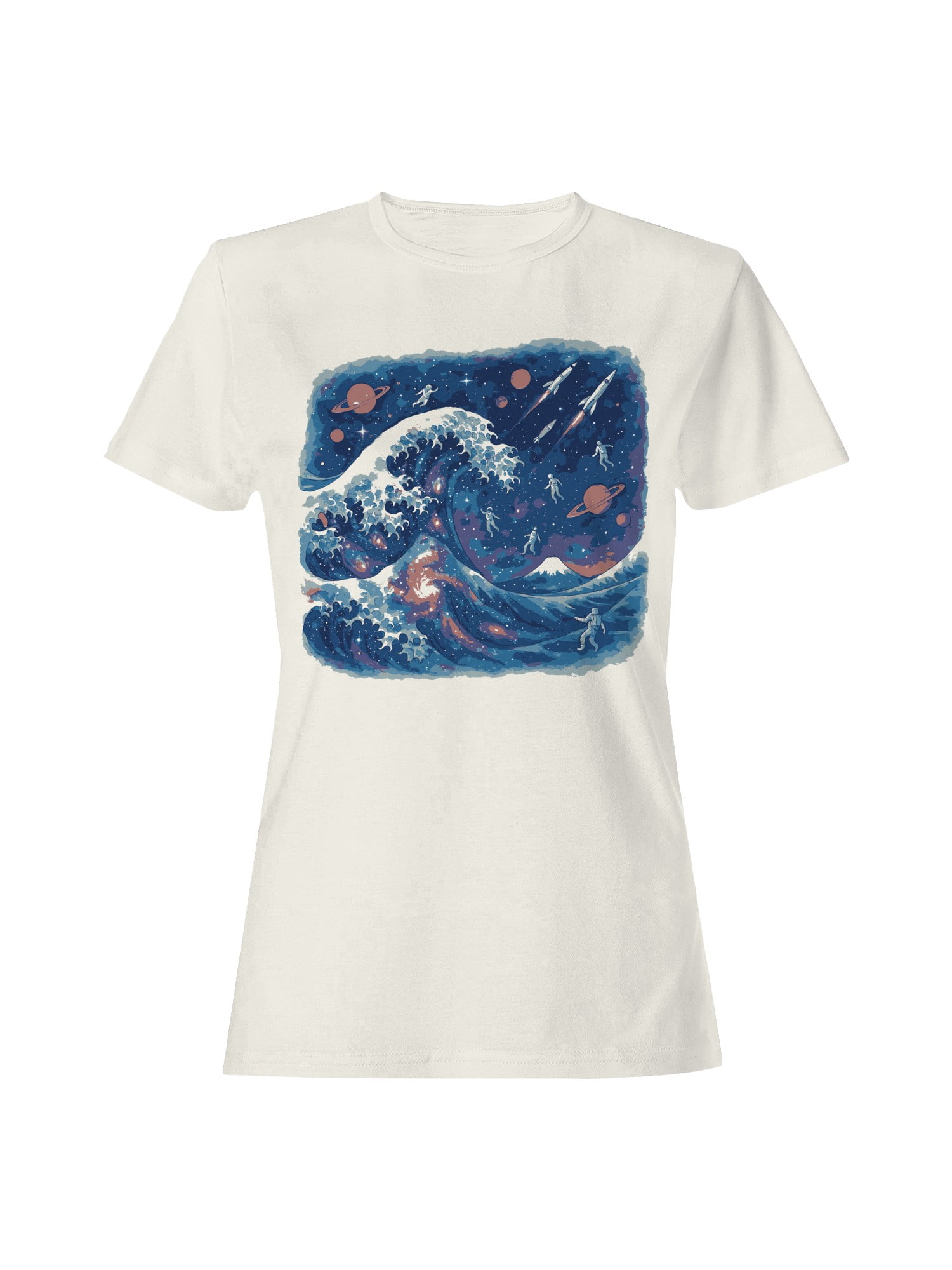 Cosmic Wave Odyssey: Astronauts and Planets Women's T-shirt - Walmart.com