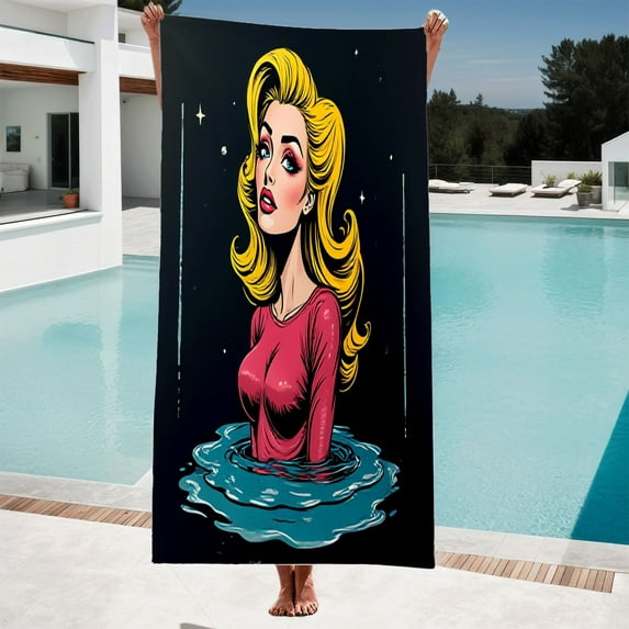 Cosmic Waves Beach Towel - Stunning Starry Night Design with Wavy Water ...