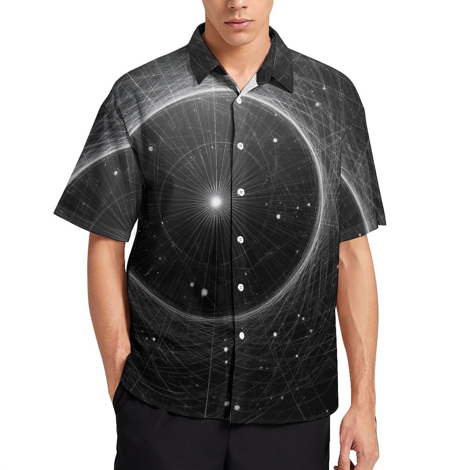 Cosmic Web Glowing Central Light Men's Shirts Short Sleeve Casual ...