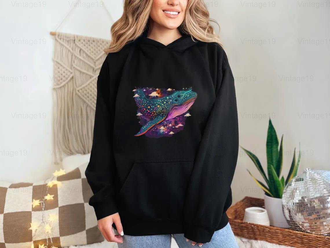 Cosmic Whale Shark Hoodie with Surreal Galaxy-Themed Design, for men & women, up to size 5XL ...