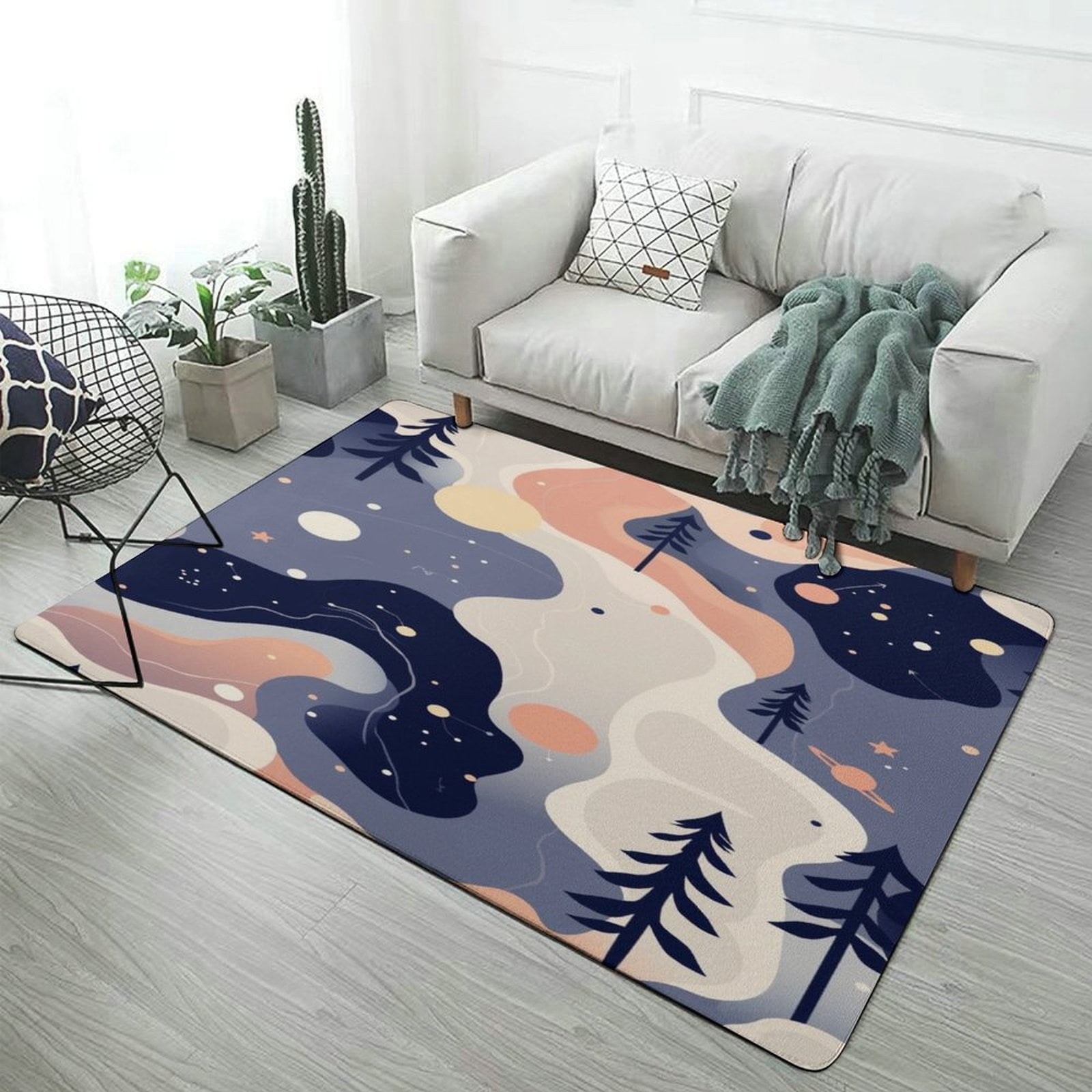 Cosmic Winter Trees Carpets for Living Room Luxury Rations Sofa Table ...