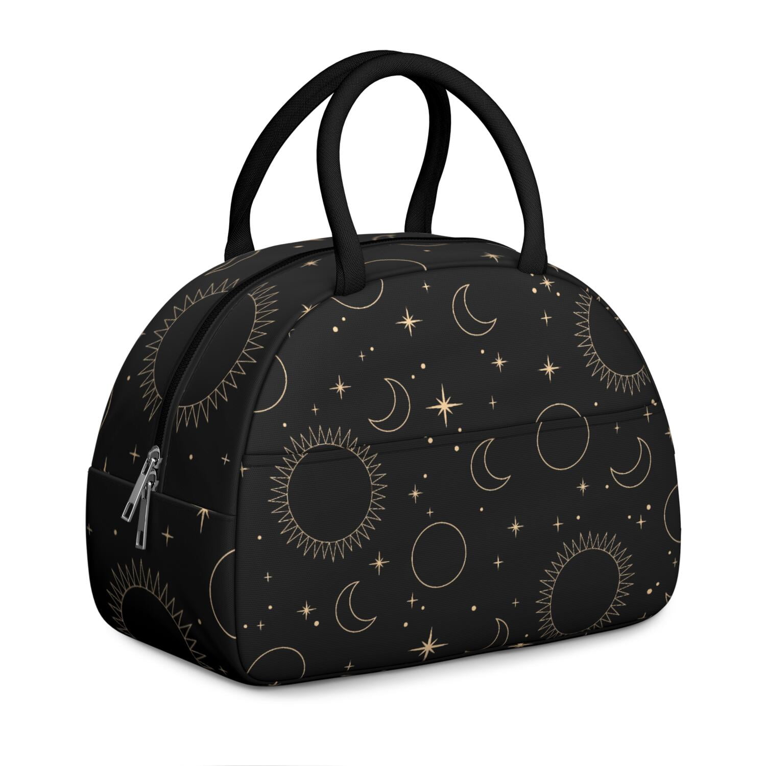 Cosmic Witch Lunch Box - Black & Gold Celestial Pattern, Insulated ...