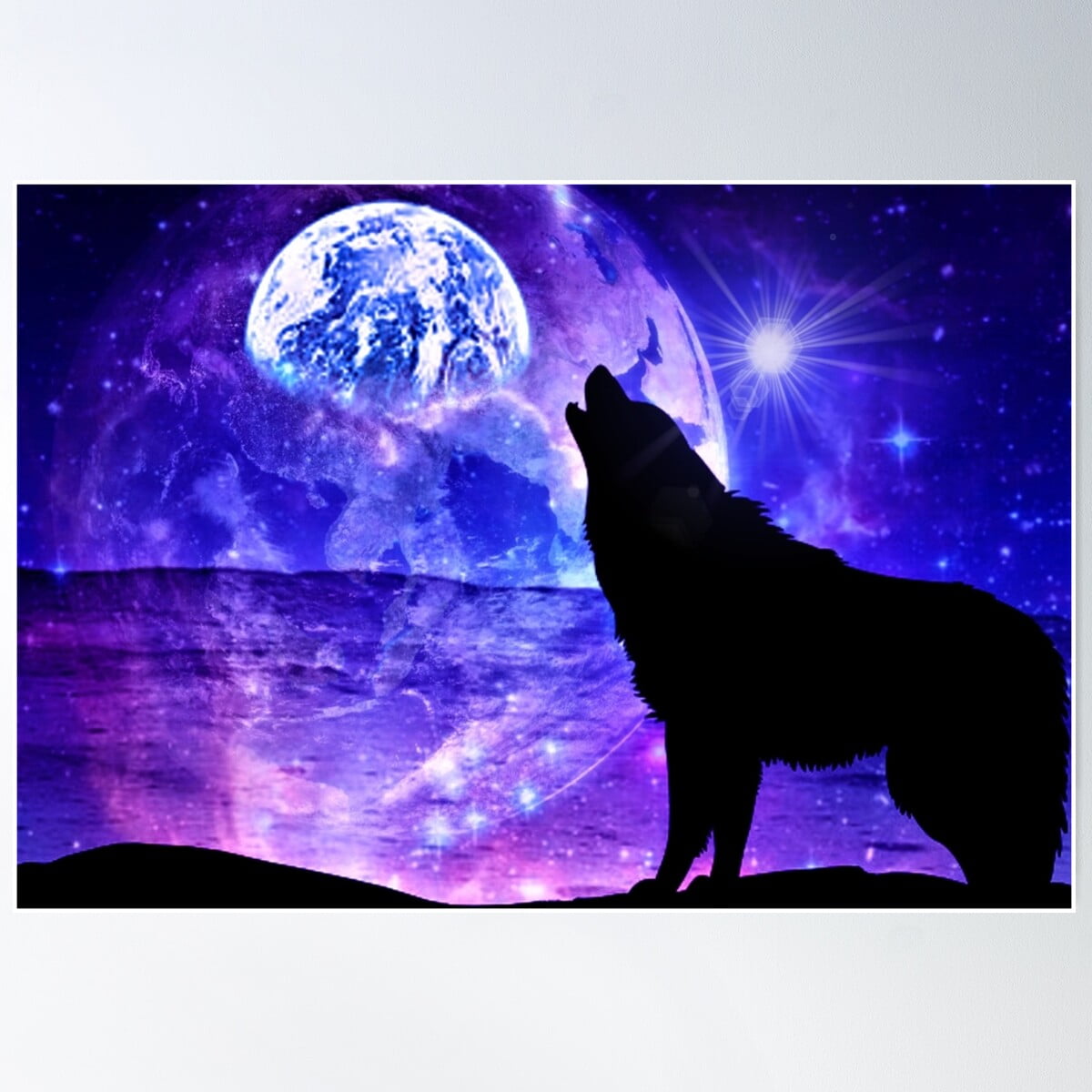 Cosmic Wolf Poster Wall Art, Modern Wall Decor For Living Room Bedroom ...