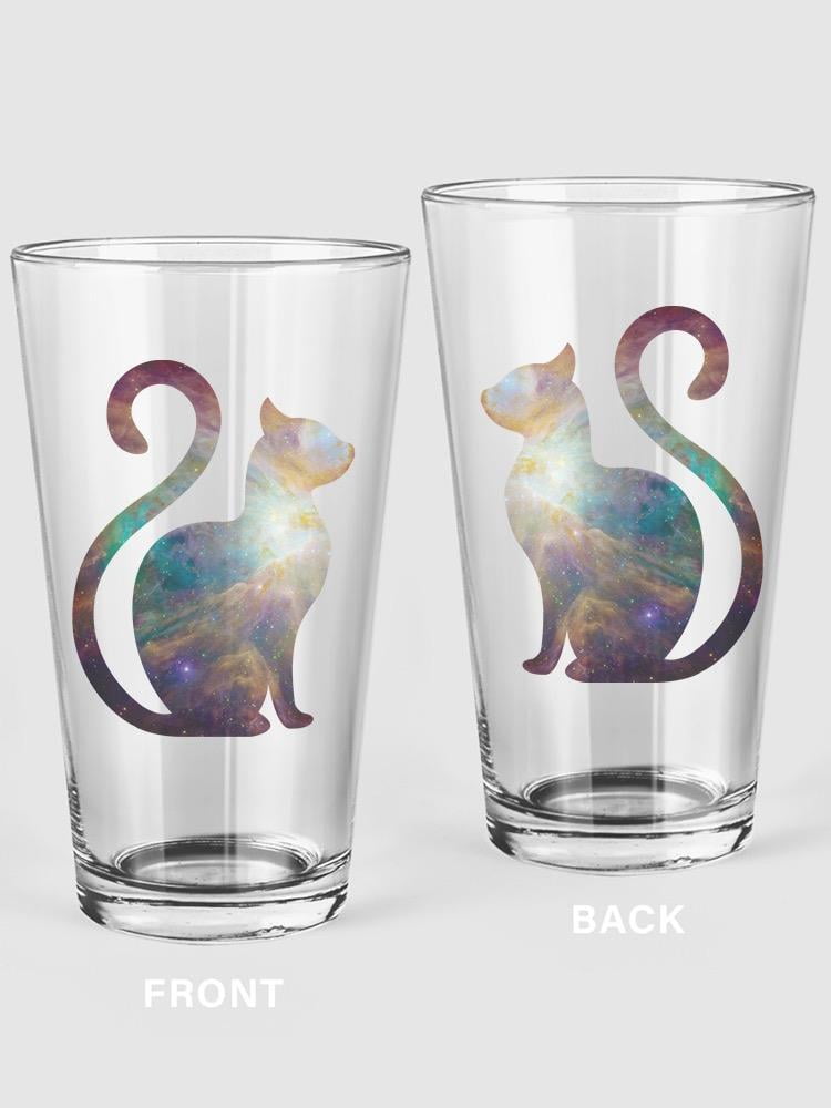 Cosmical Cat Sitting Pint Glass -SPIdeals Designs, 16 oz Transparent ...