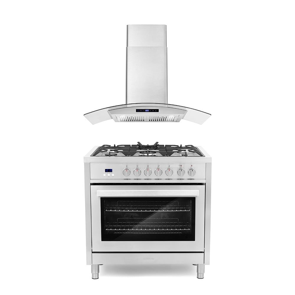 Cosmo 2 Piece Kitchen Appliance Package with 36" Freestanding 220/240V ...