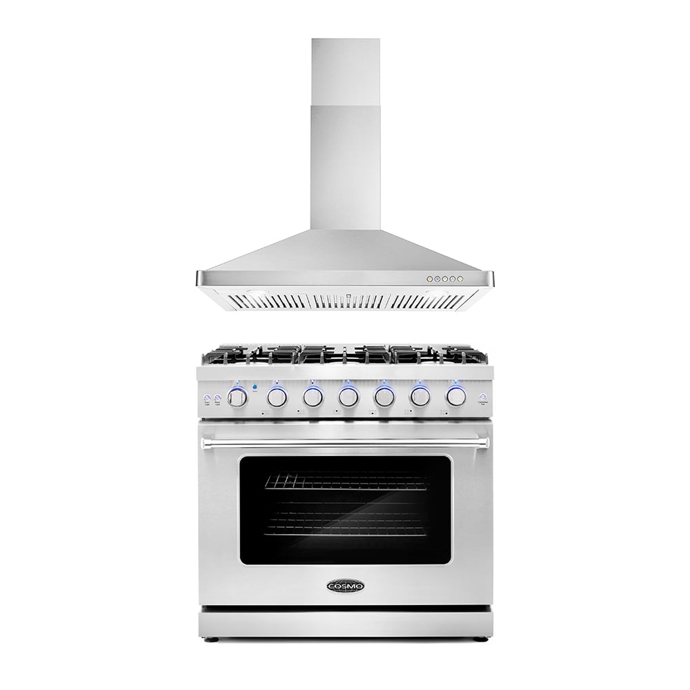 Cosmo 2 Piece Kitchen Appliance Package with 36" Freestanding Gas Range ...