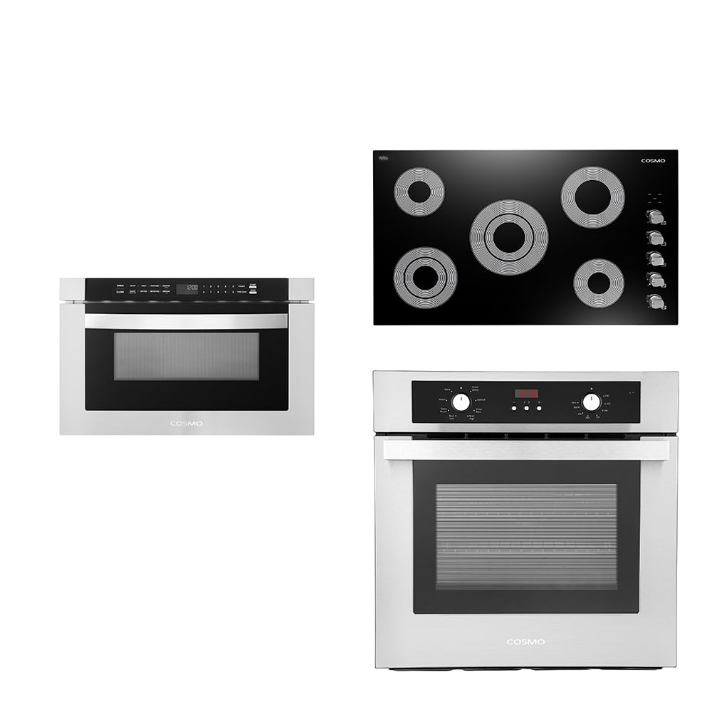 Cosmo 3 Piece Kitchen Appliance Package With 36" Electric Cooktop 24 ...