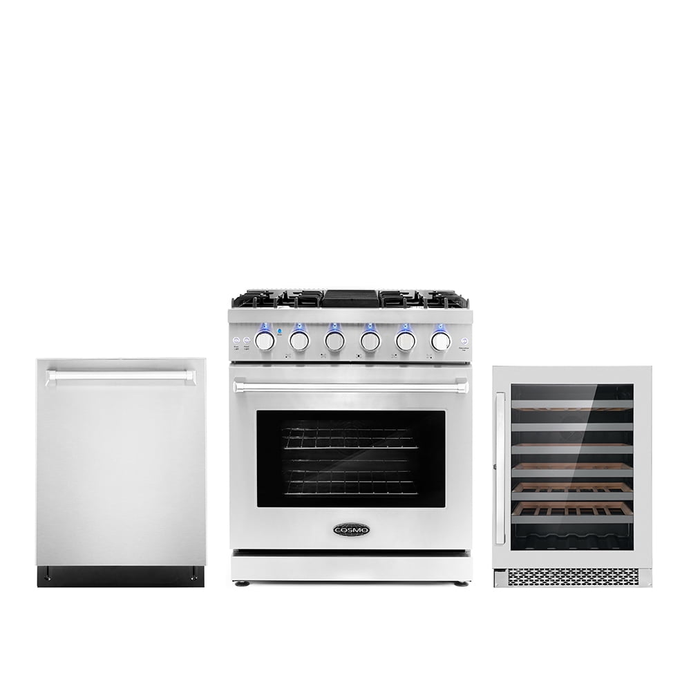 Cosmo 3 Piece Kitchen Appliance Packages with 30" Freestanding Gas ...