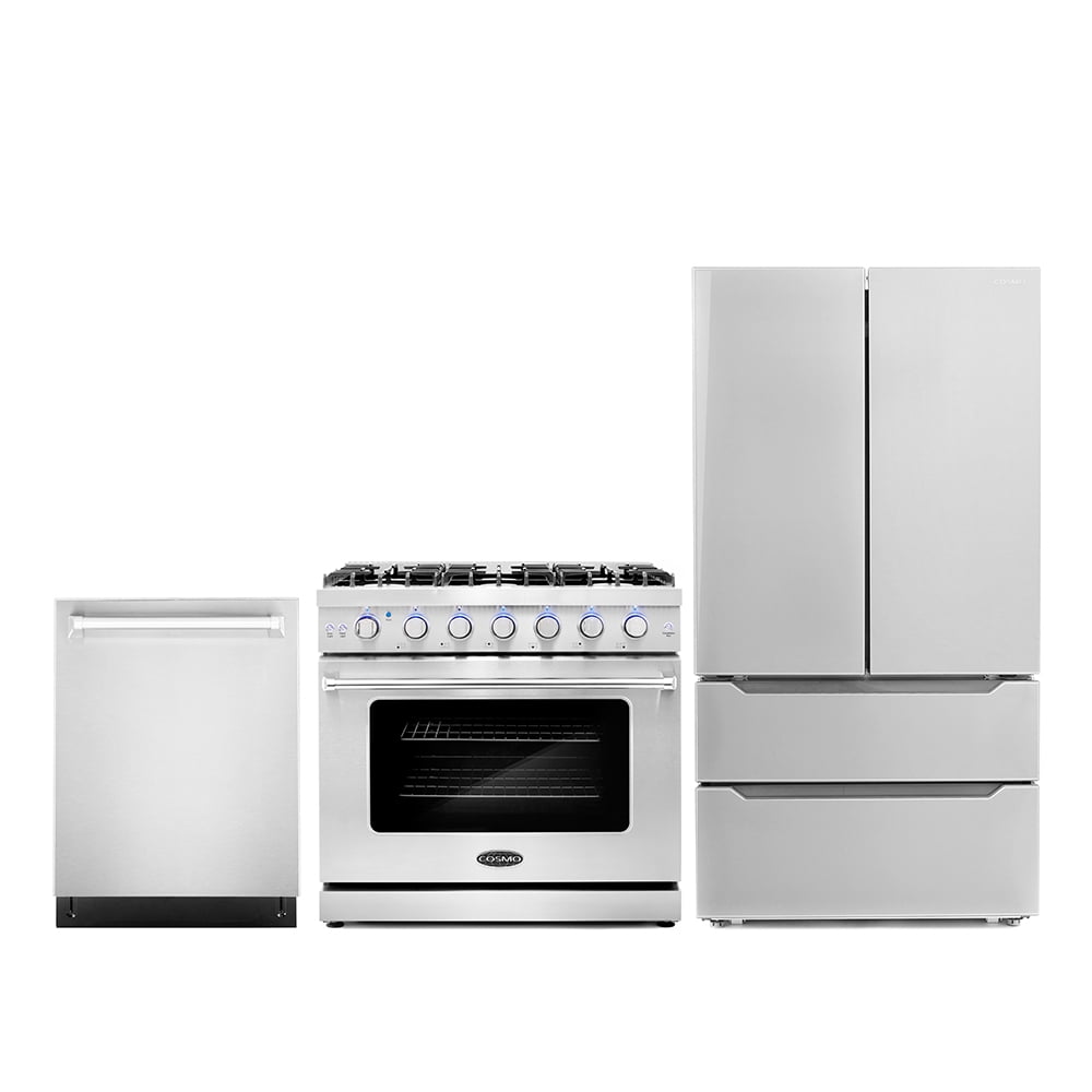 Cosmo 3 Piece Kitchen Appliance Packages with 36" Freestanding Gas ...
