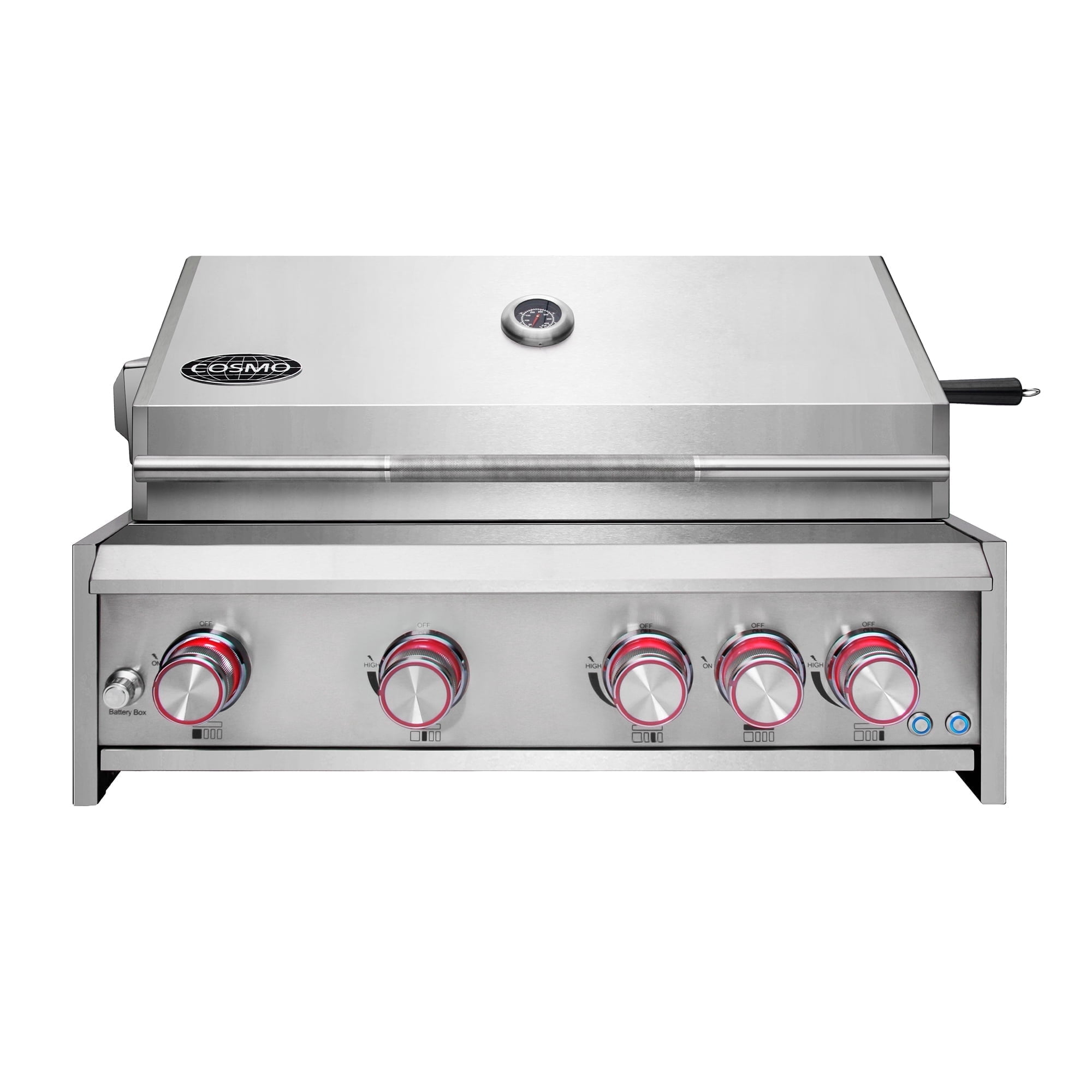 Cosmo 32 in. Built-In Propane Gas Grill with 5 Burners, Infrared Rotisserie, Knob LED Lighting ...