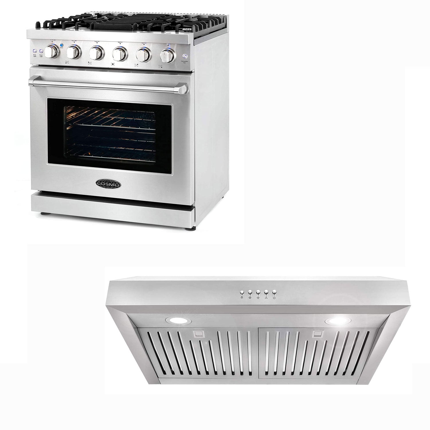 Cosmo Stainless Steel Stove: 30 Inch Gas Range with 4.5 Cubic Foot ...