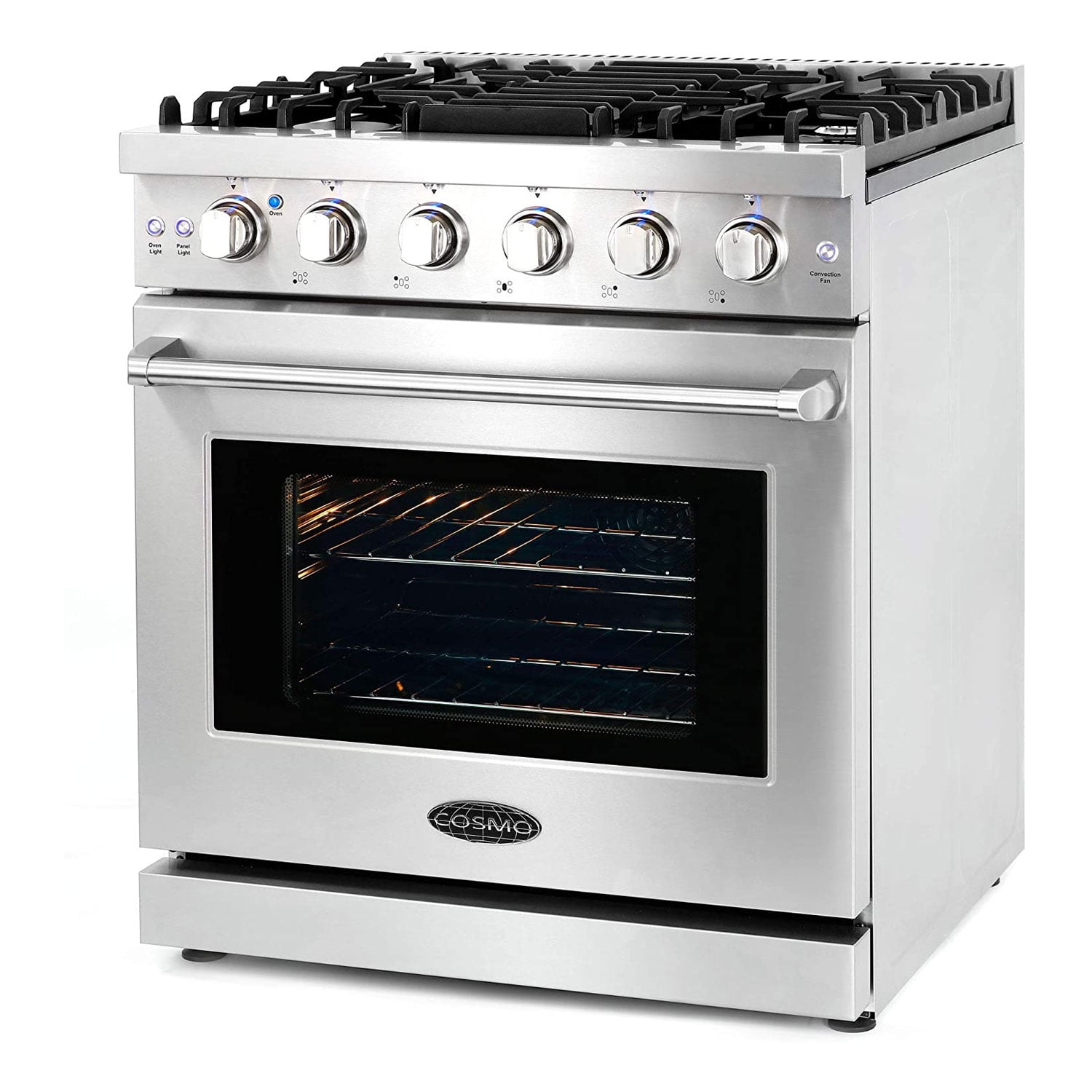 Cosmo Stainless Steel Stove: 30 Inch Gas Range with 4.5 Cubic Foot ...