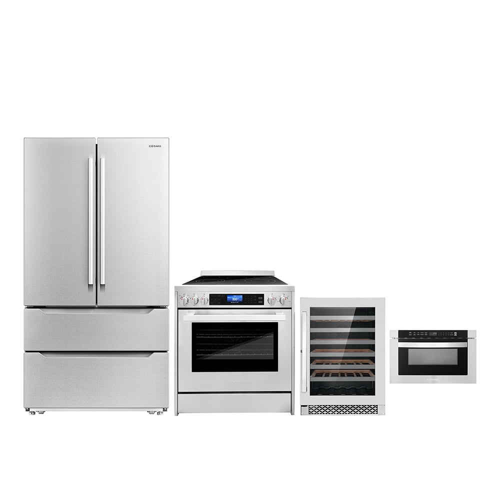 Cosmo 4 Piece Kitchen Appliance Package with 24" Built-In Microwave ...