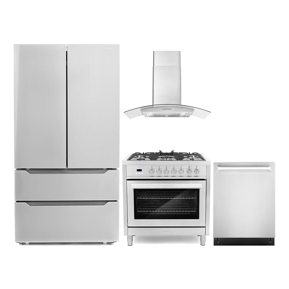 Cosmo 4 Piece Kitchen Appliance Packages with 36" Freestanding 220/240V ...