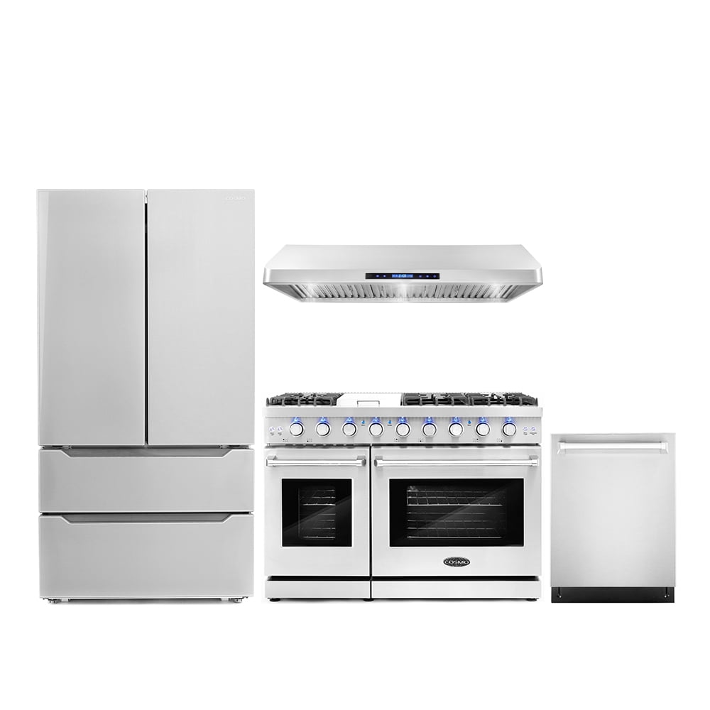 Cosmo 4 Piece Kitchen Appliance Packages with 48" Freestanding Gas ...