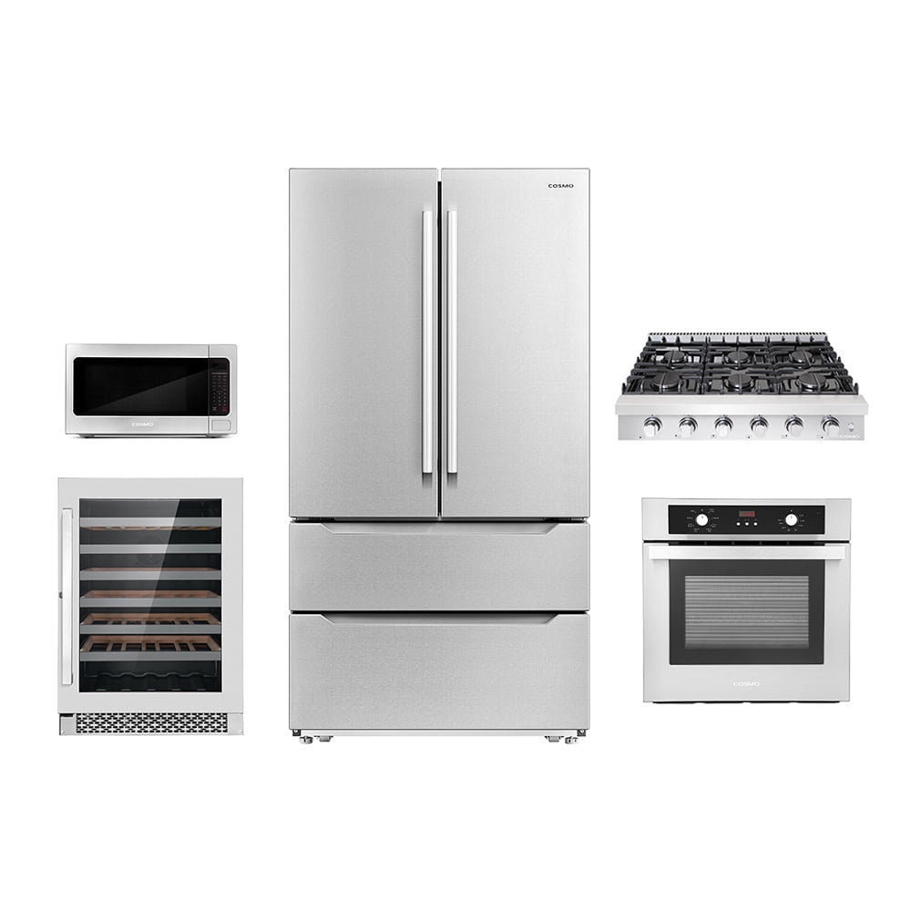 Cosmo 5 Piece Kitchen Package With 36" Slide-In Gas Cooktop 30" Under ...