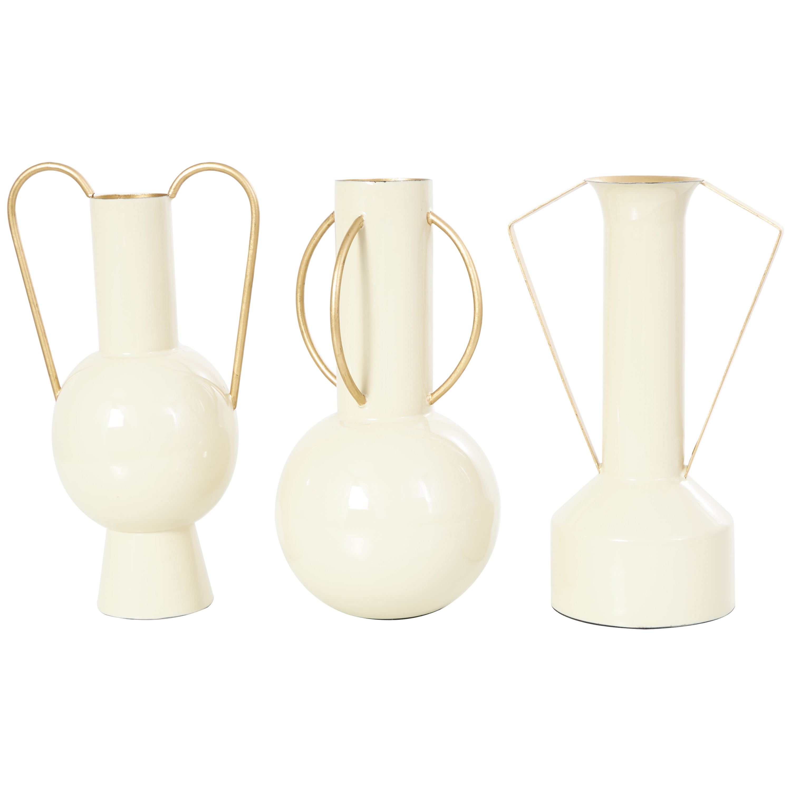 CosmoLiving by Cosmopolitan 11", 12", 12"H Abstract Cream Metal Vase ...