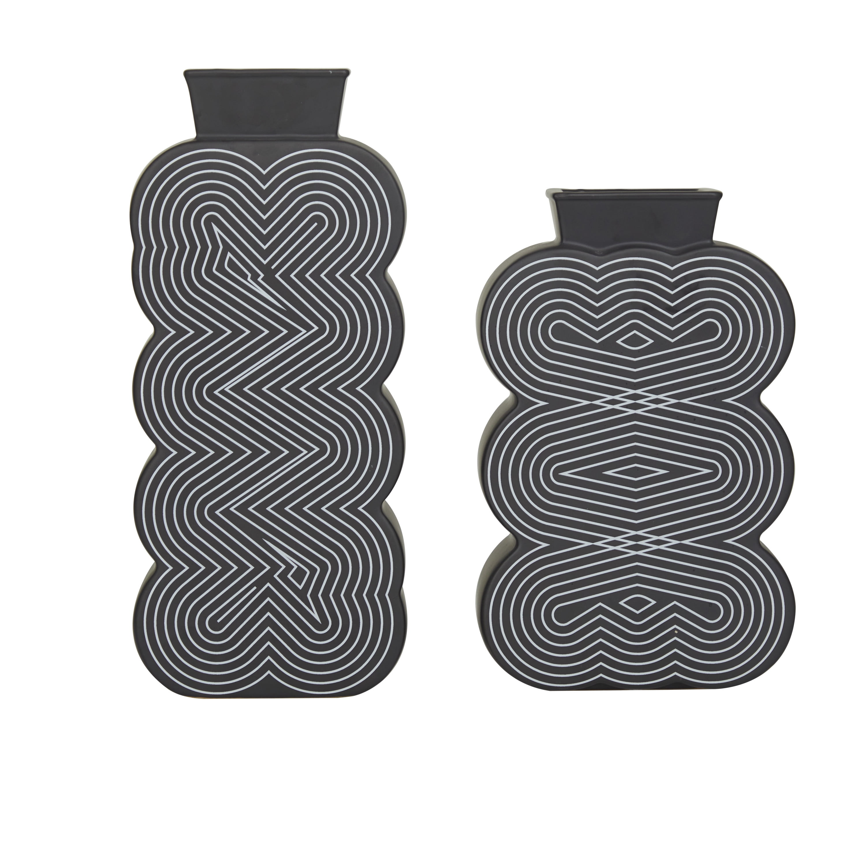 CosmoLiving by Cosmopolitan 12", 10"H Black Ceramic Vase, Set of 2 ...