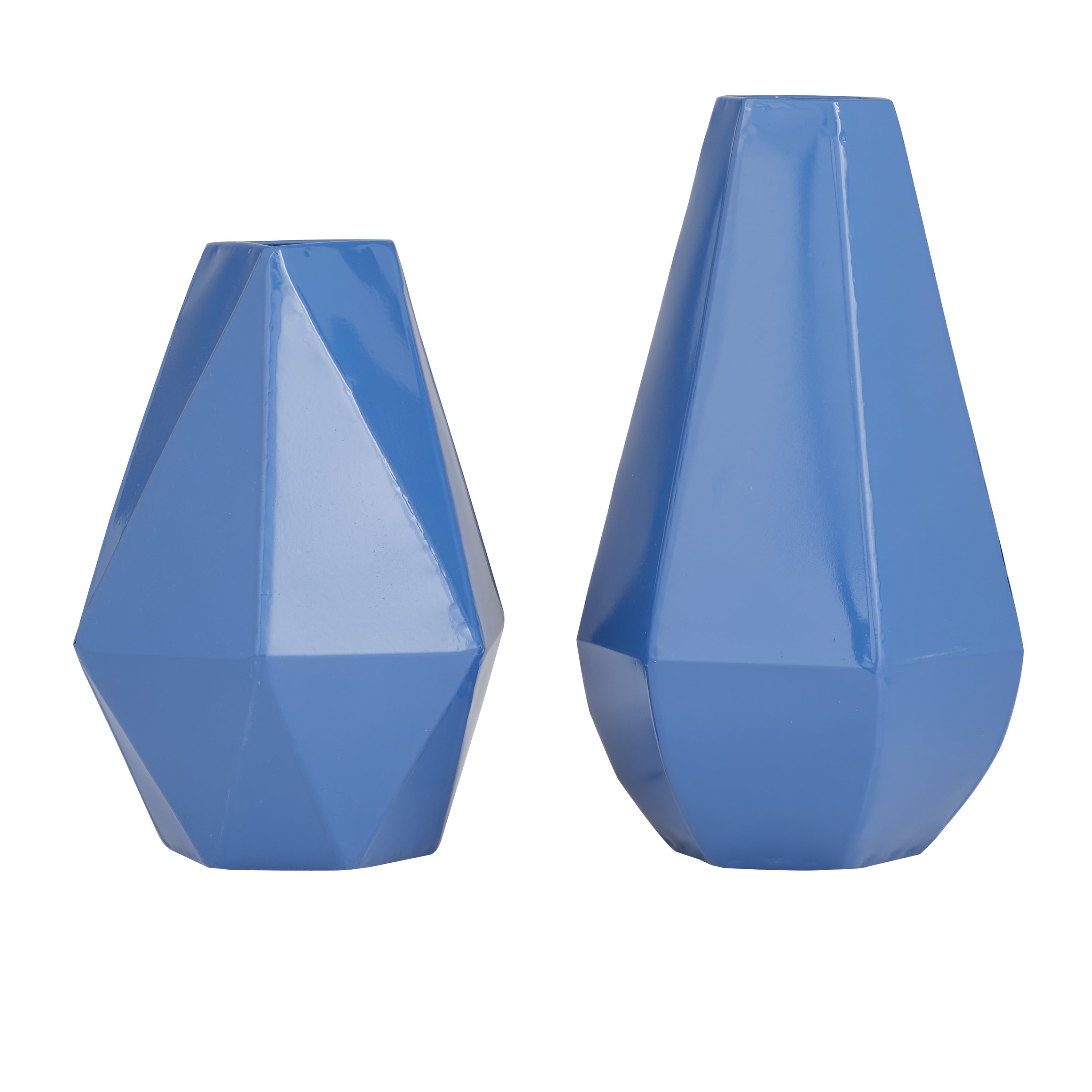 Geometric Blue Metal Vase Set - 12 Tall - Set of 2 - Walmart.com