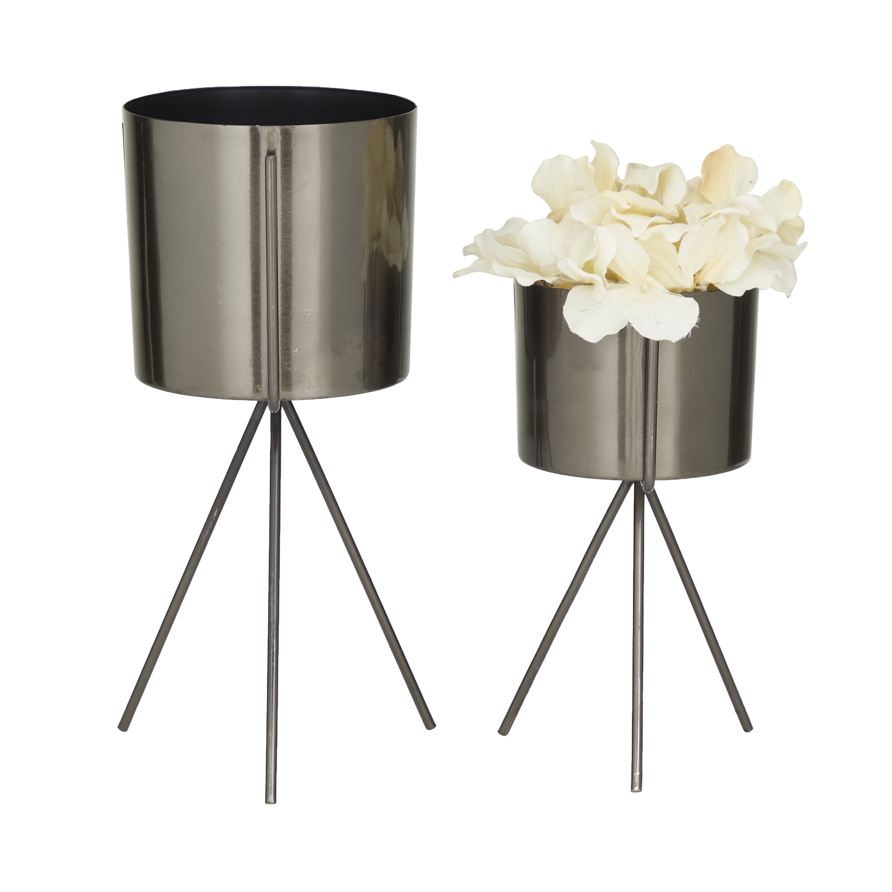 CosmoLiving by Cosmopolitan 12", 9"H Small Dark Gray Metal Planter with ...