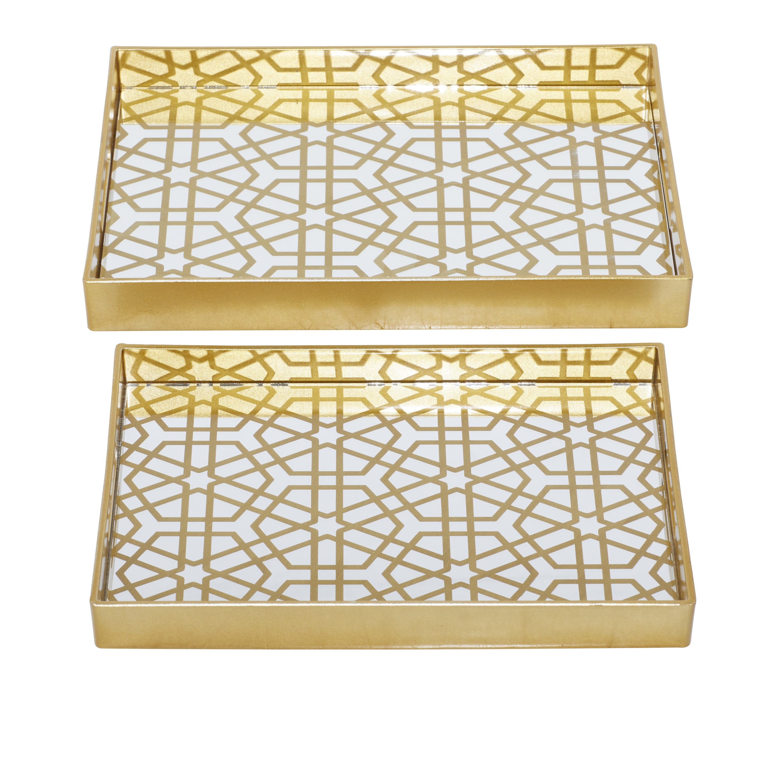 CosmoLiving by Cosmopolitan 14", 16"W Gold Plastic Mirrored Geometric ...