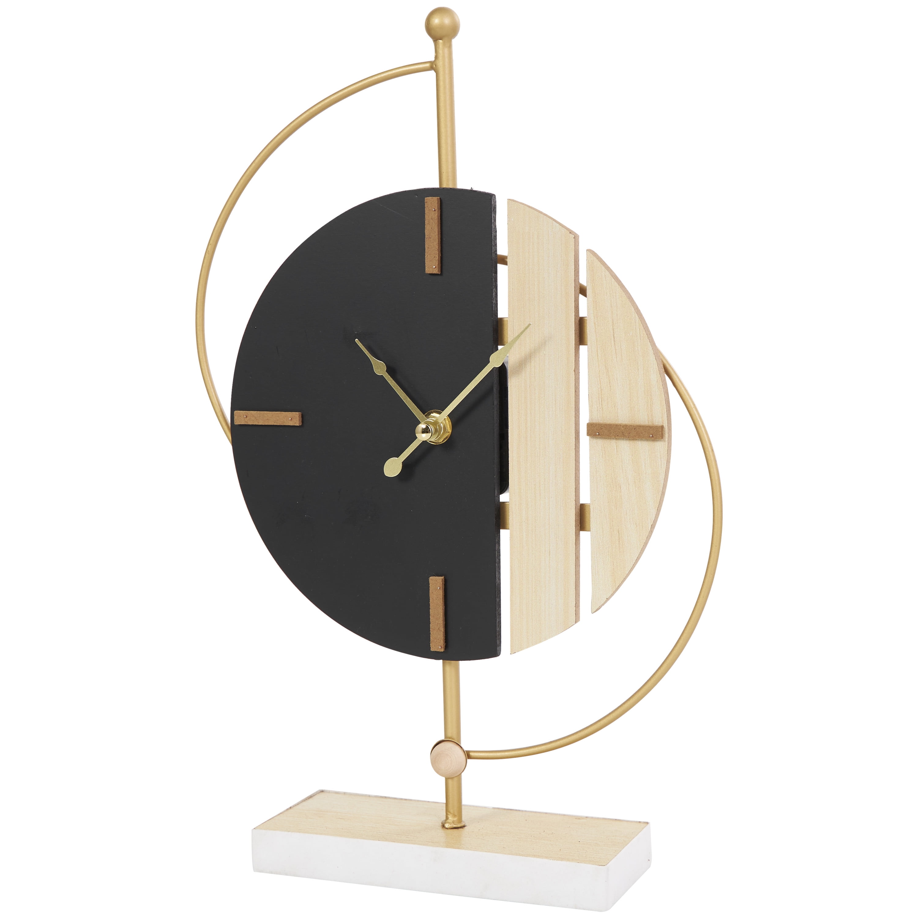14 Geometric Two-Toned Clock - Black Wooden Design - Walmart.com