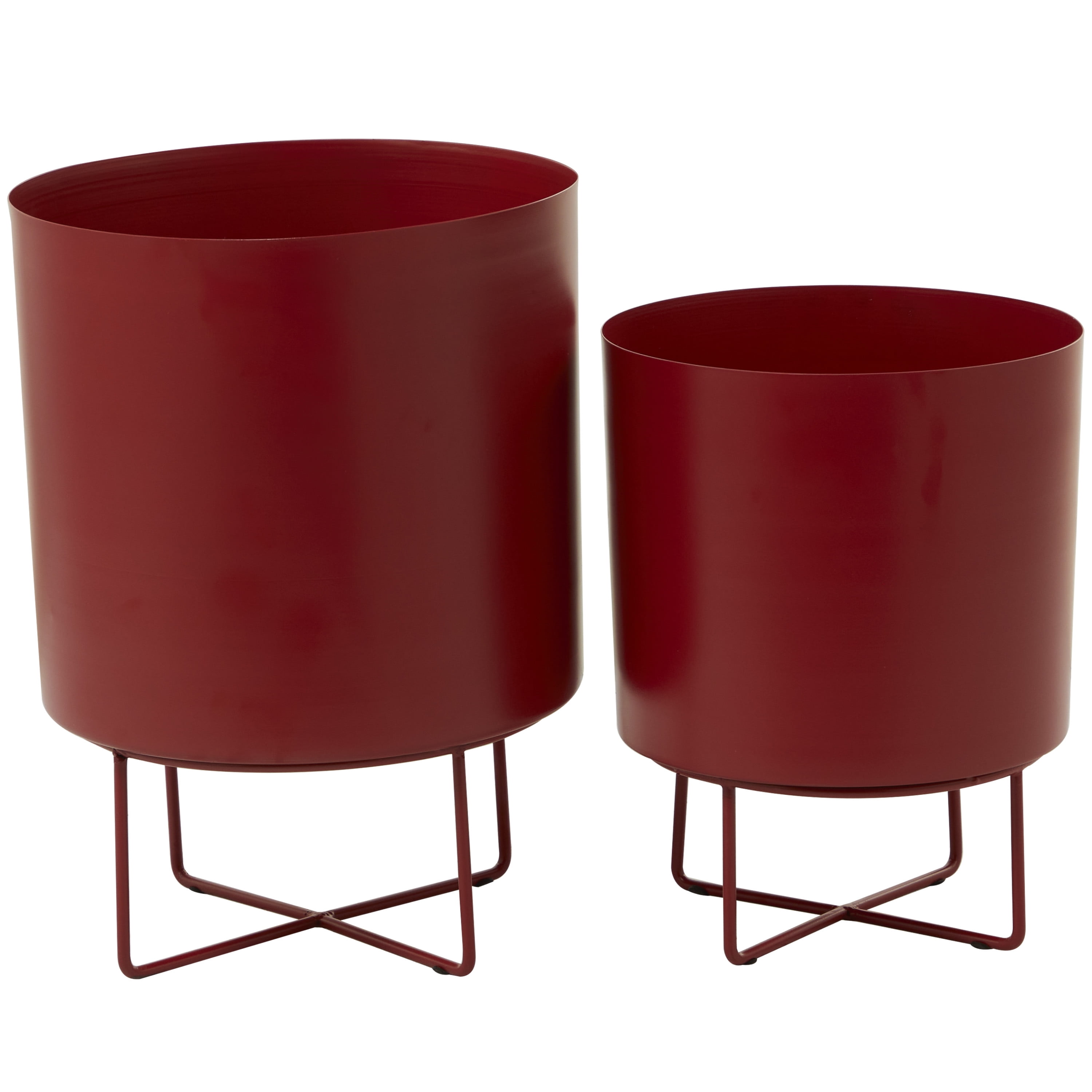 CosmoLiving by Cosmopolitan 16", 13"H Indoor Outdoor Red Metal Planter ...