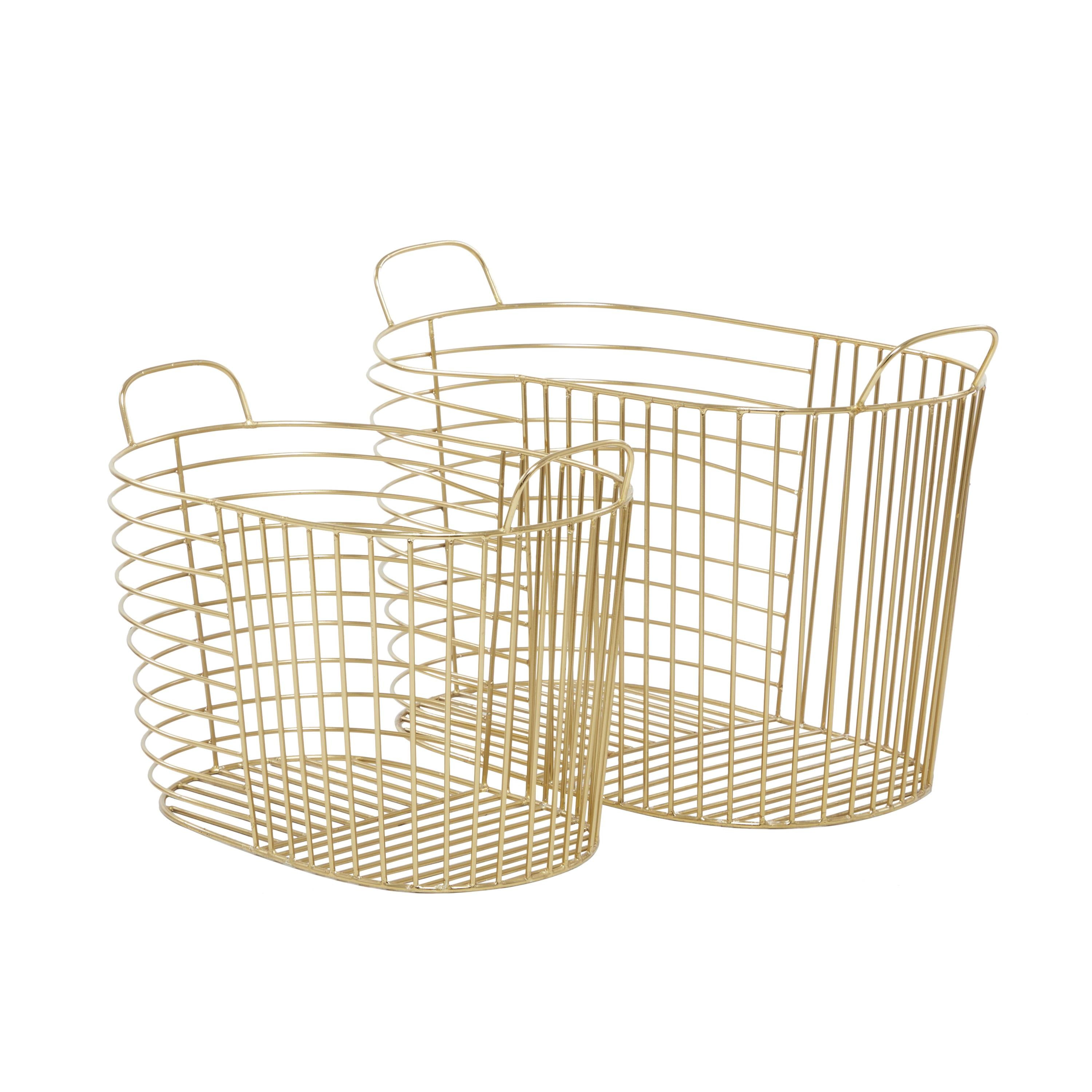 CosmoLiving by Cosmopolitan 20", 17"W Gold Metal Storage Basket with ...