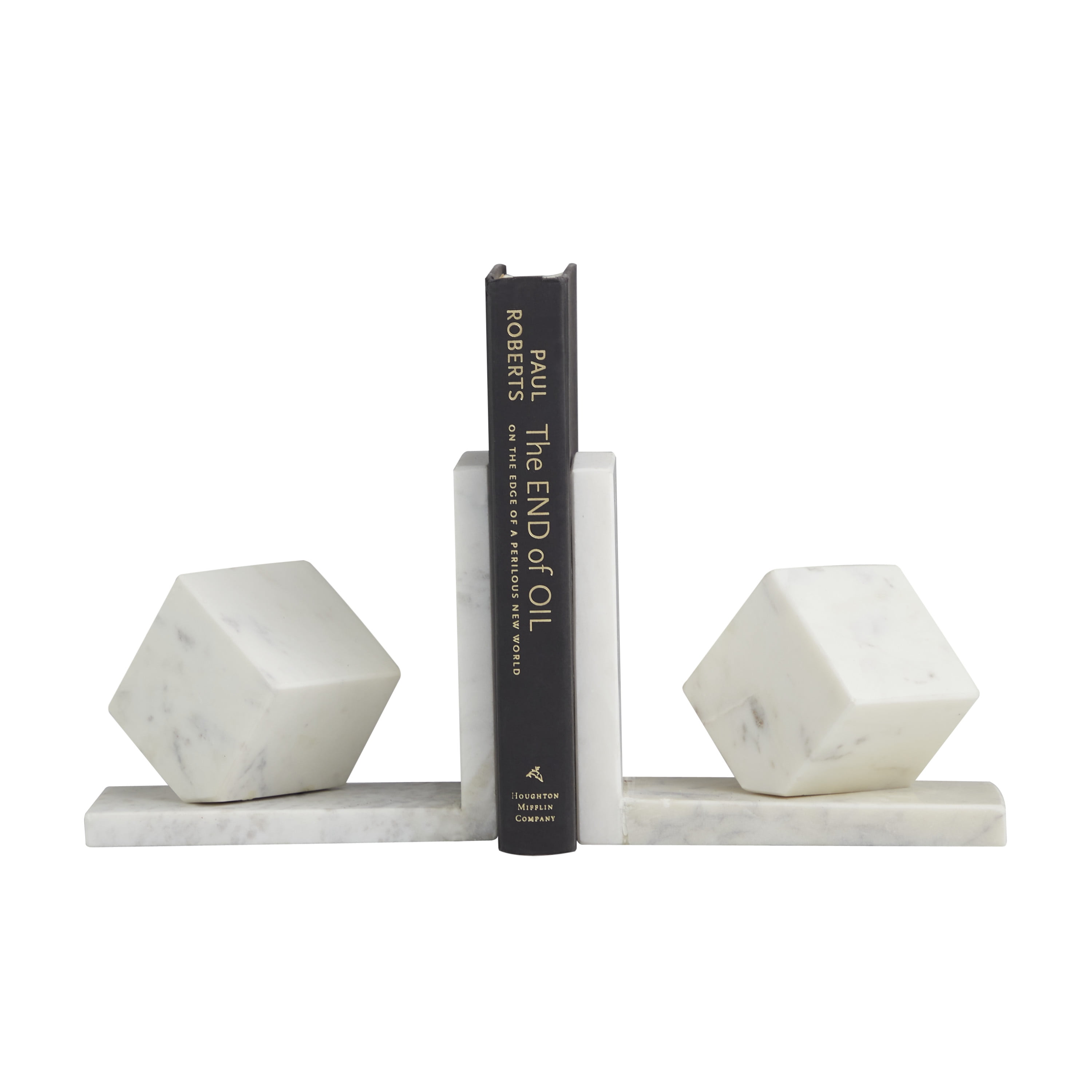 CosmoLiving by Cosmopolitan 6" Cube Geometric 10 lbs White Marble ...