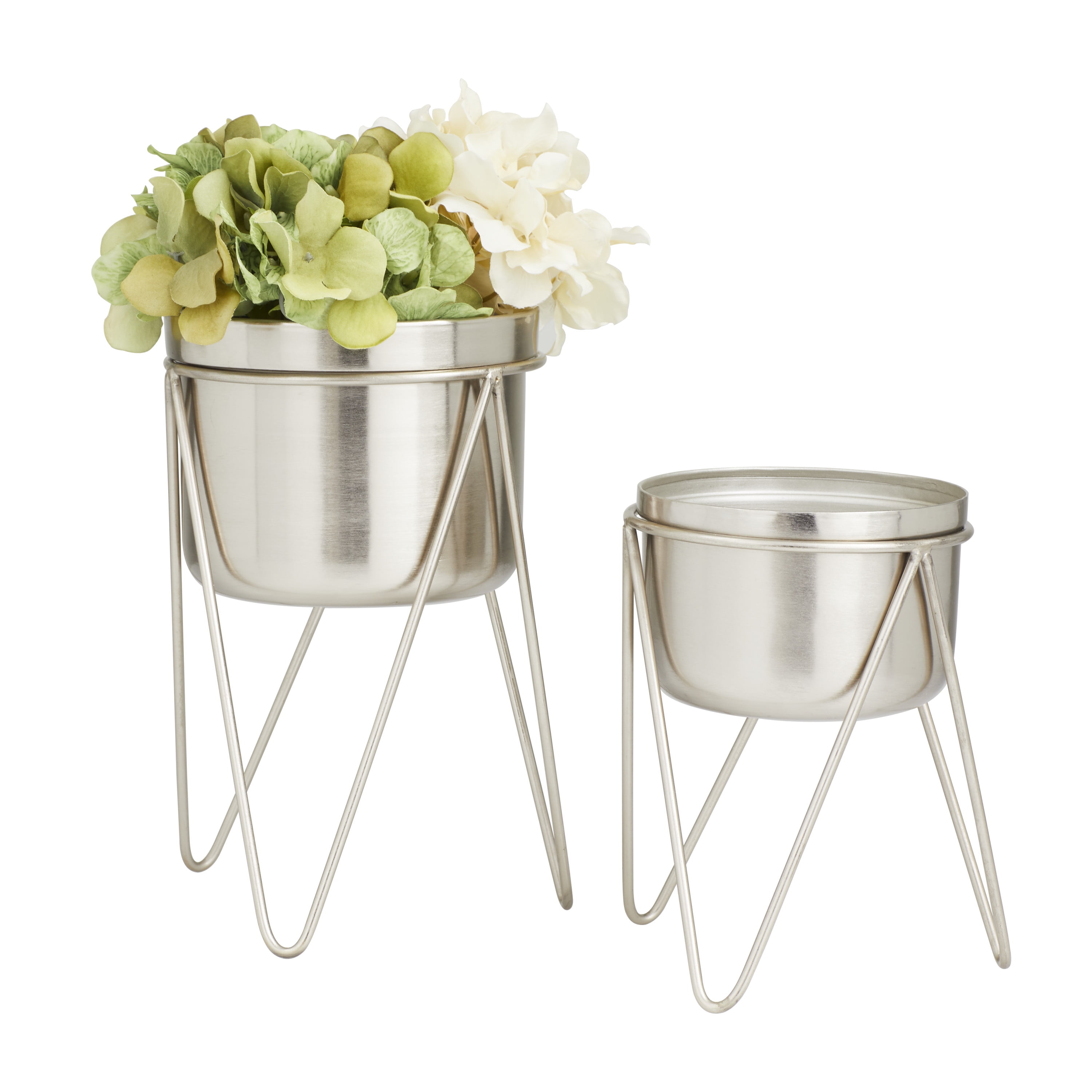 CosmoLiving by Cosmopolitan 7", 7"W Silver Metal Planter with Removable ...