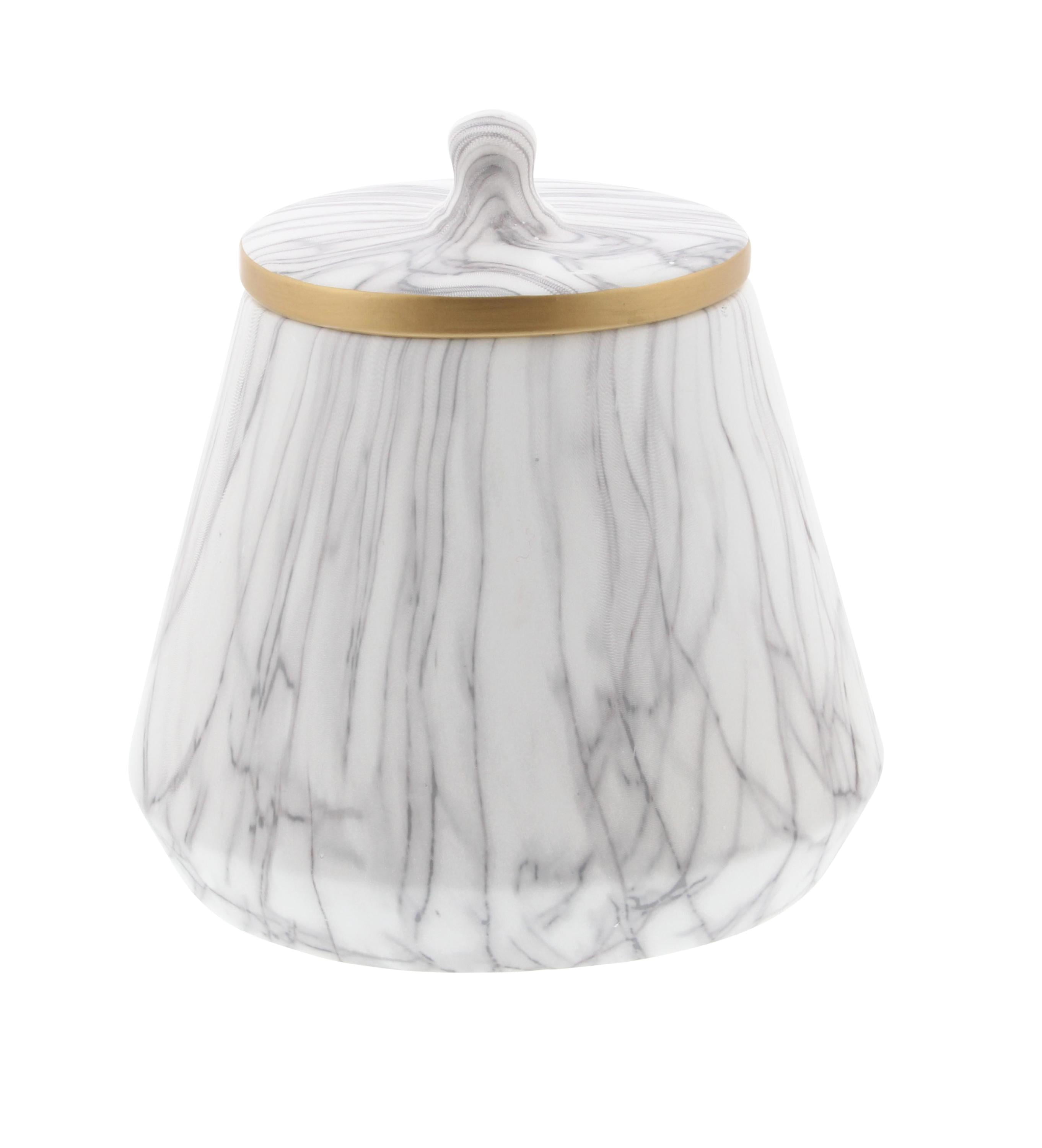 CosmoLiving by Cosmopolitan 9" x 10" White Ceramic Faux Marble ...