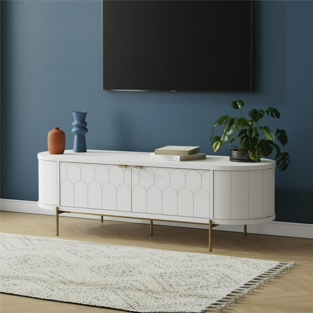 CosmoLiving by Cosmopolitan Anastasia Modern Scalloped Oval TV Stand ...