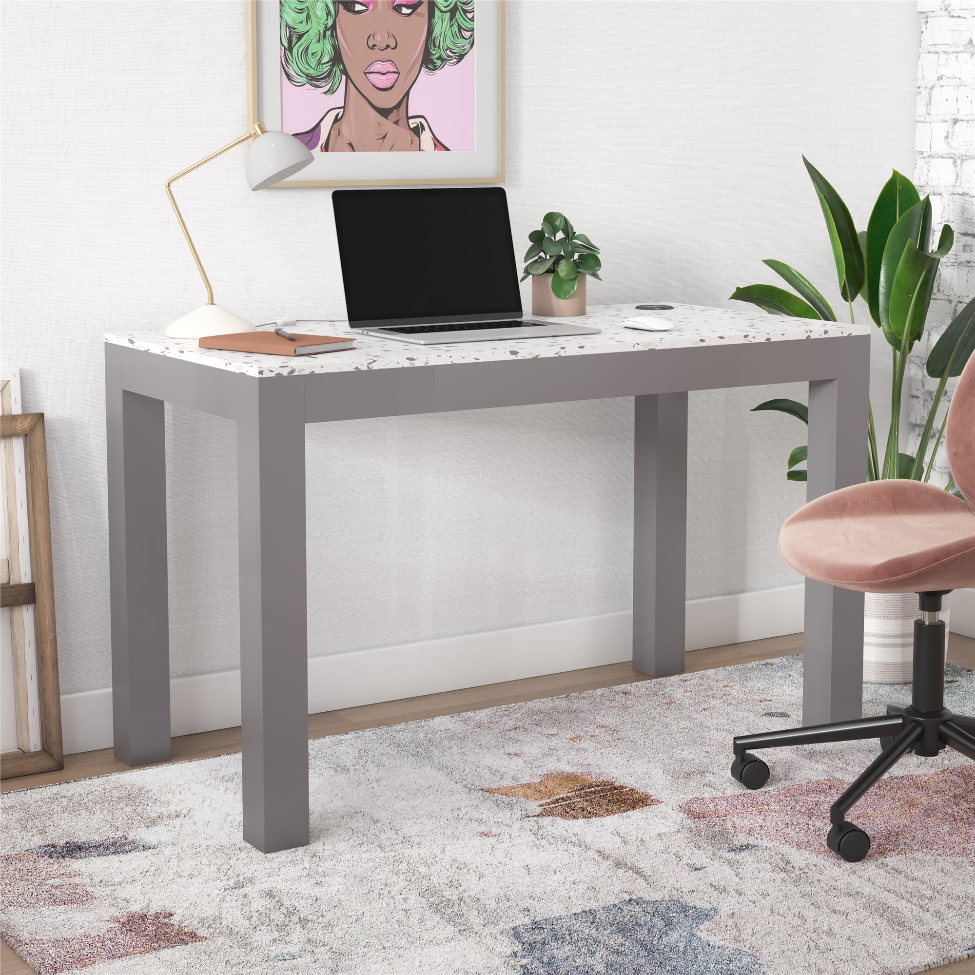 CosmoLiving by Cosmopolitan Astor Desk w/ Wireless Charger, Graphite ...