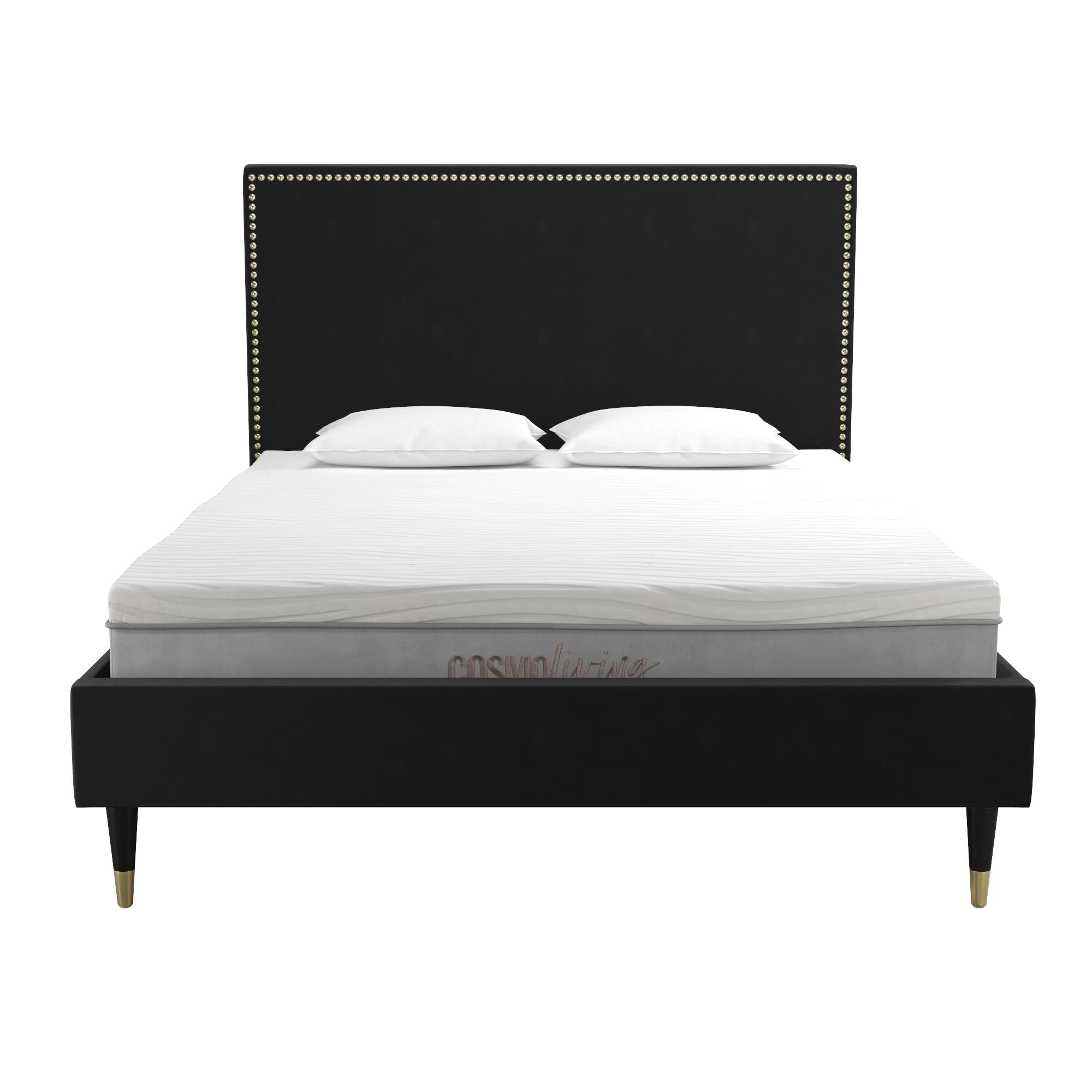 CosmoLiving by Cosmopolitan Audrey Upholstered Bed, Black Velvet, Queen ...