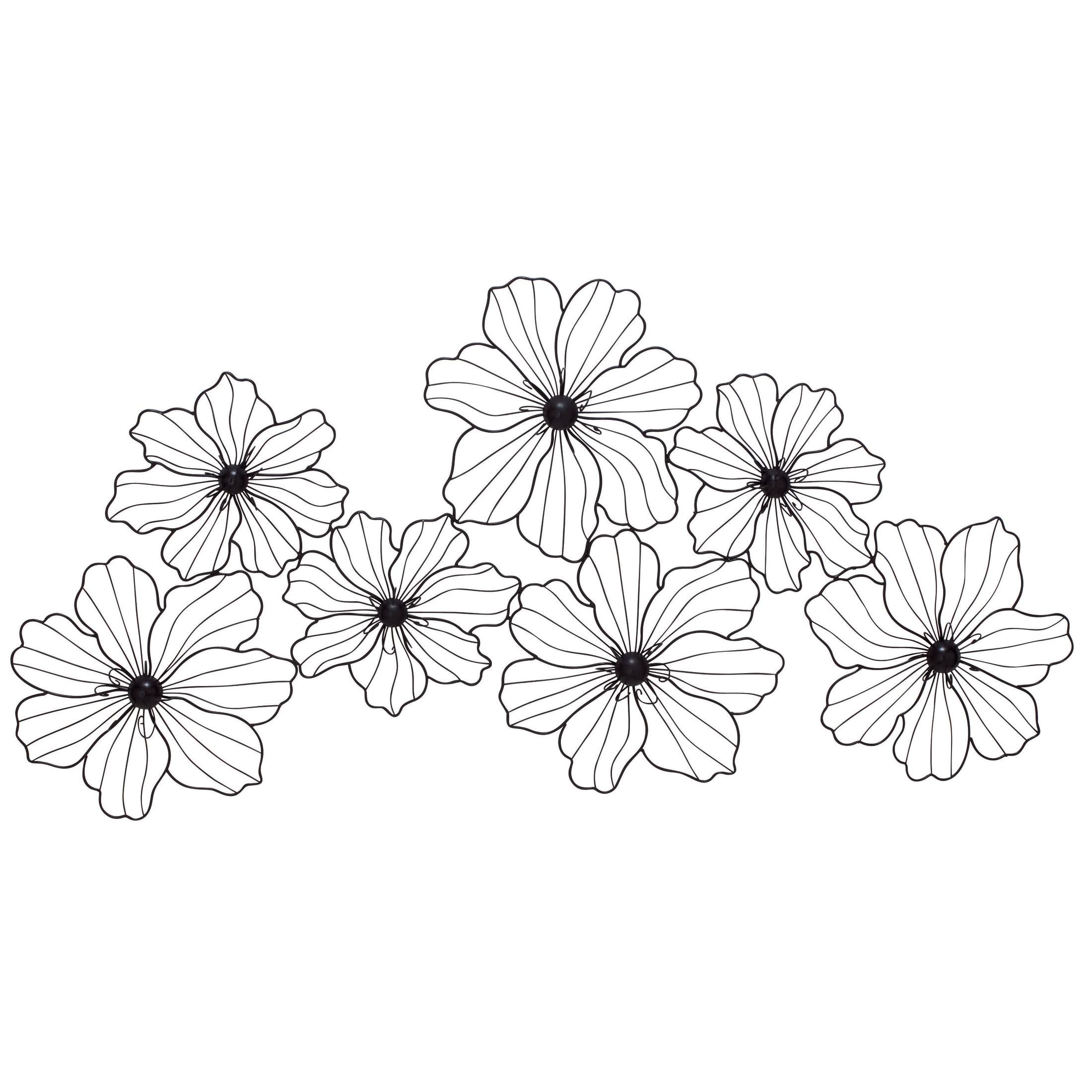 CosmoLiving by Cosmopolitan Black Metal Wire Floral Wall Decor with ...